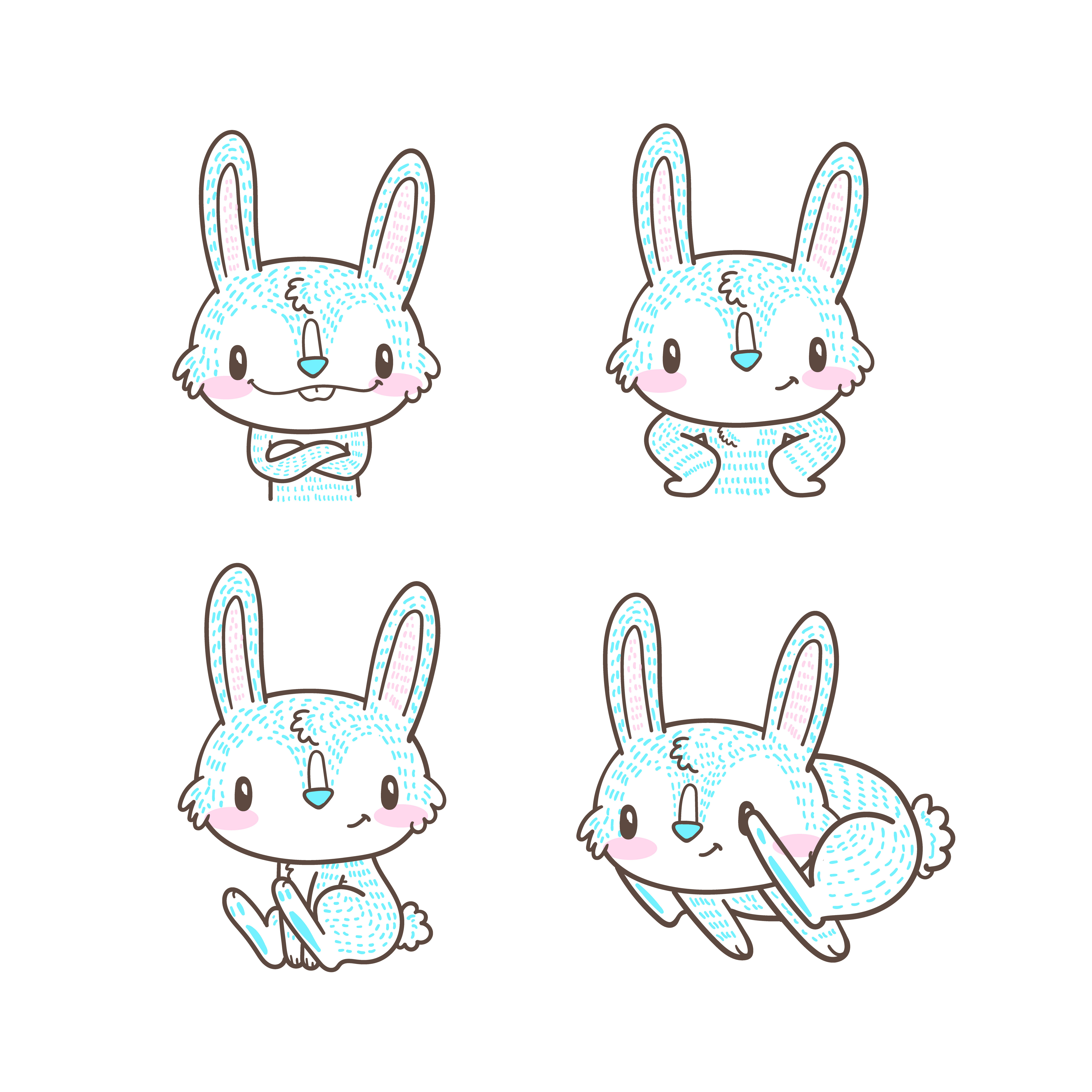 Cute Little Bunny And Rabbit Cartoon Doodle Vector 556110 Vector Art At 