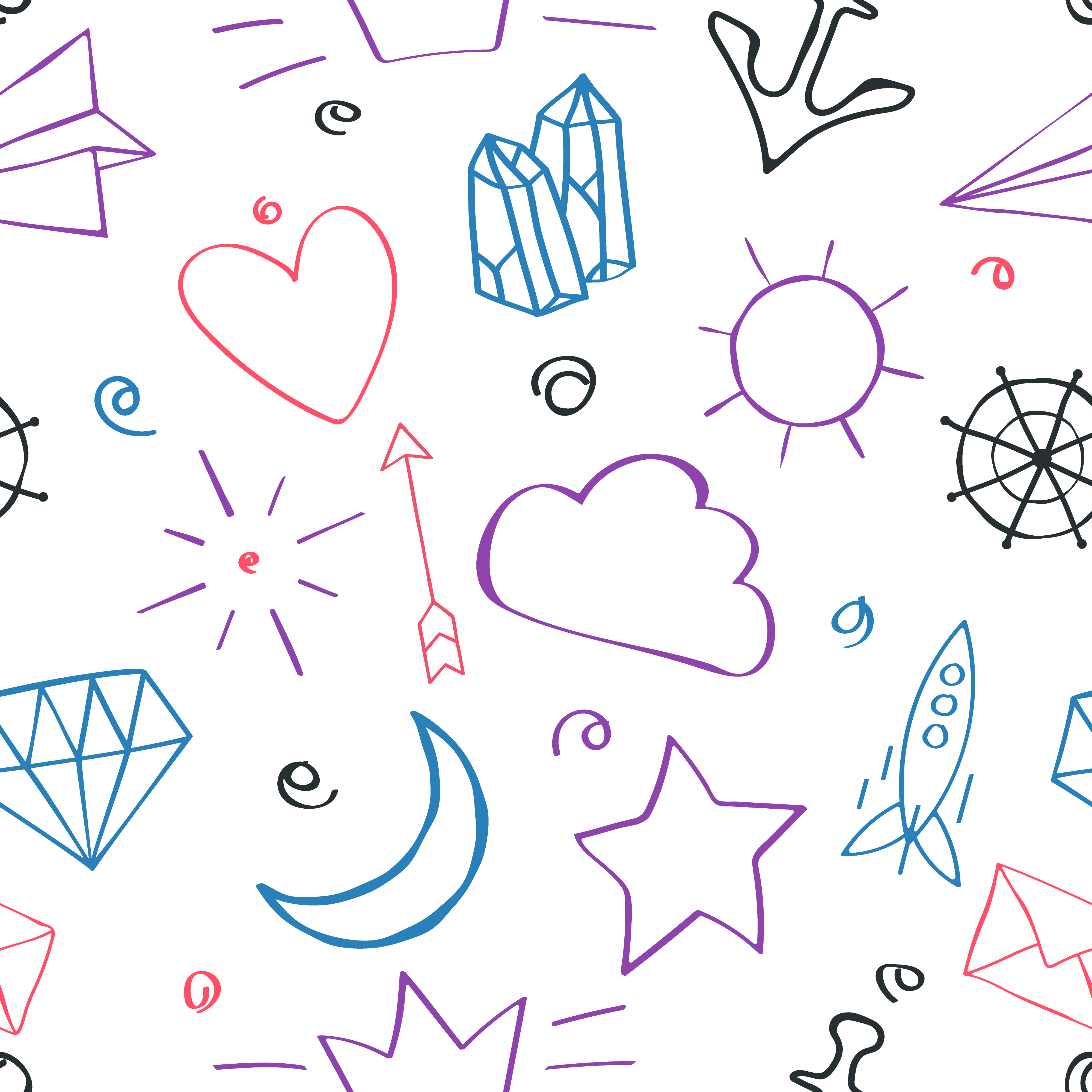 Seamless Pattern With Doodles 557026 Vector Art At Vecteezy
