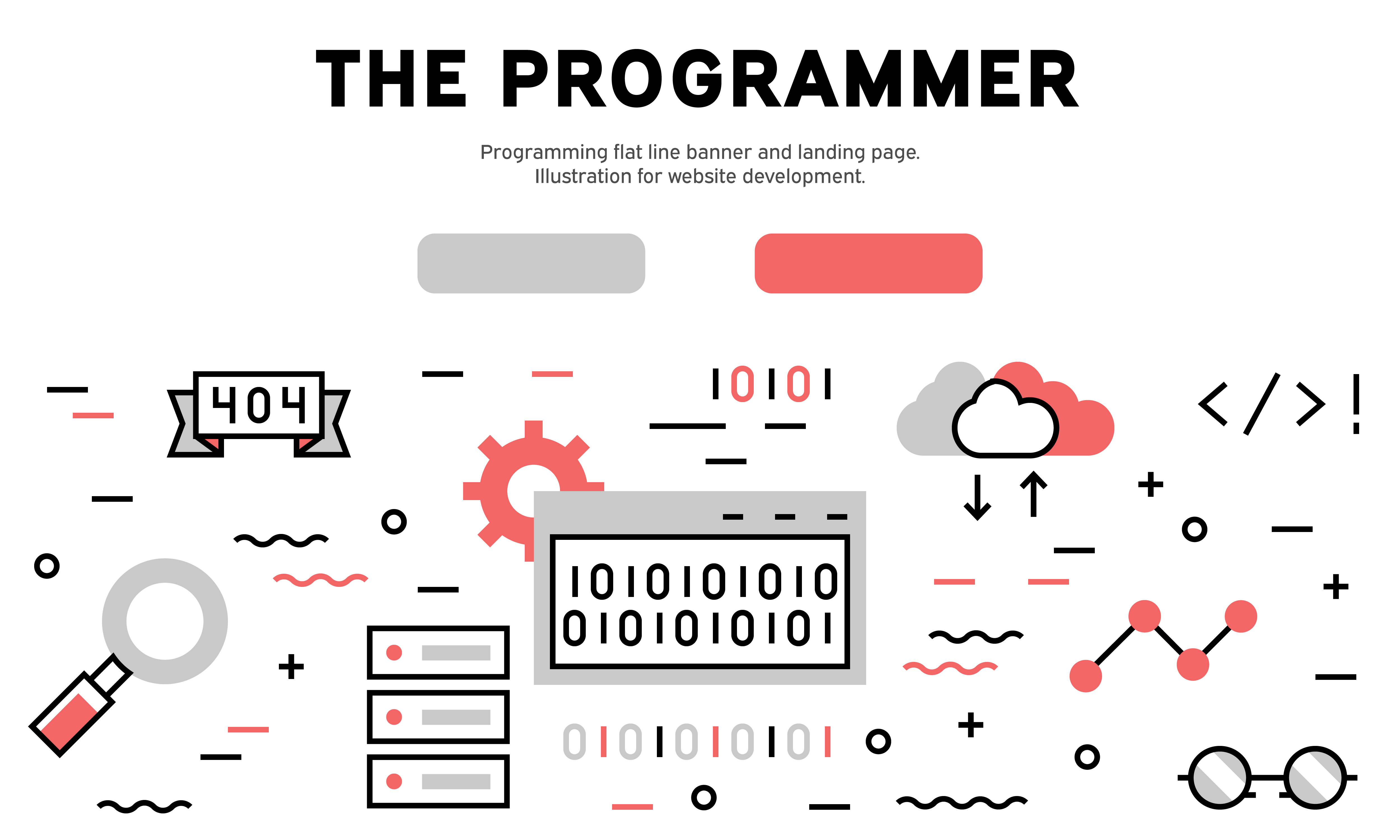 Programming Flat Line Banner And Landing Page Illustration For Website Development Download 9166