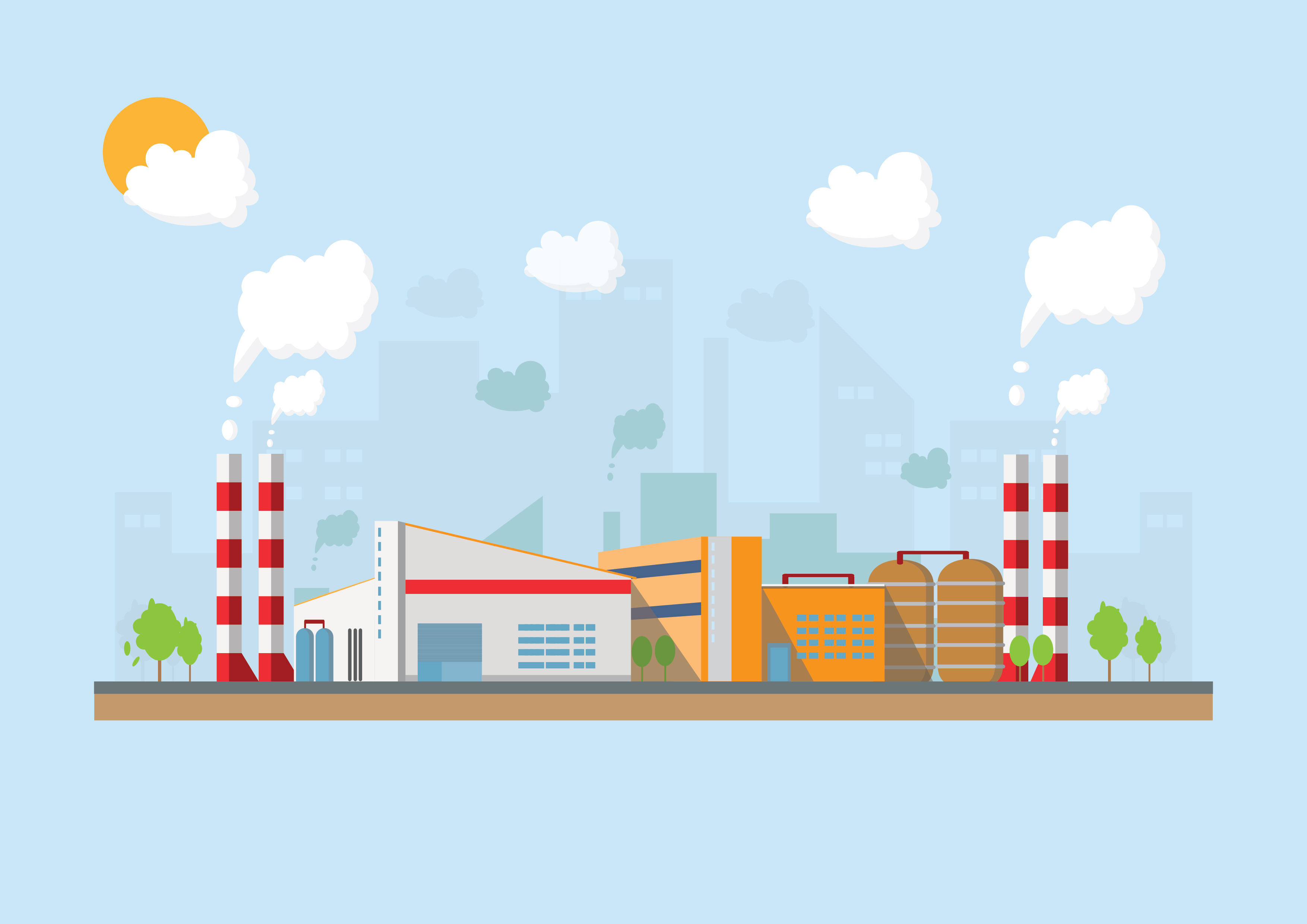 Industrial factory in a flat style.Vector and illustration of ... Industrial factory in a flat style.Vector and illustration of ...