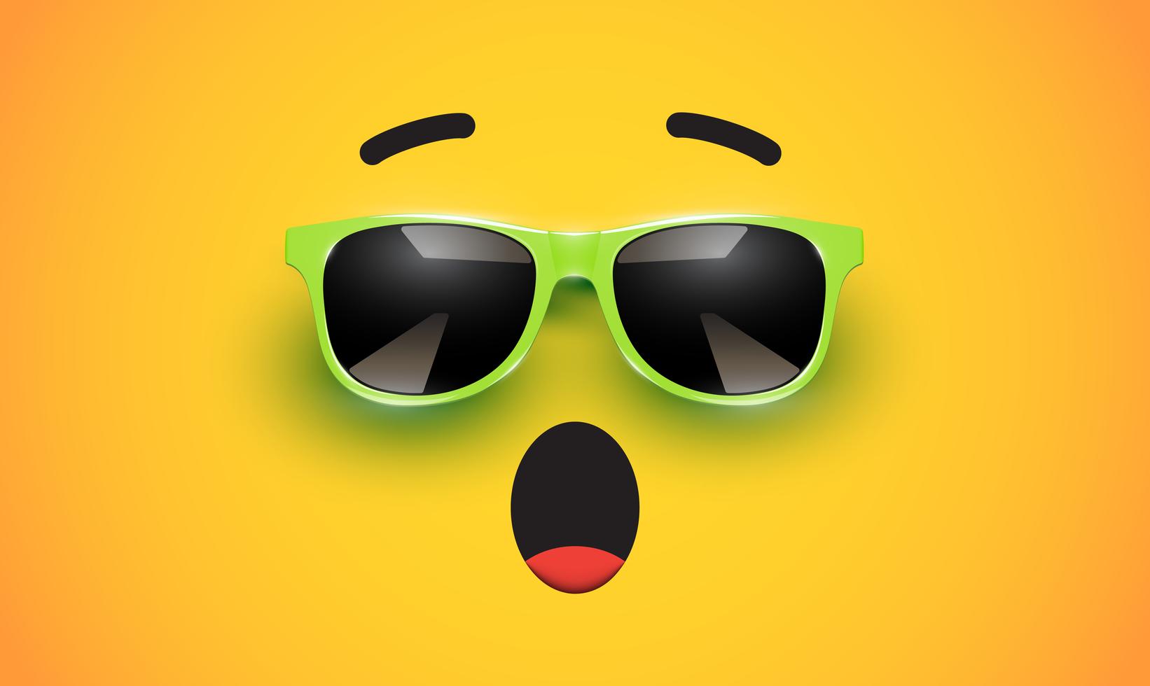 High Detiled Colorful Emoticon With Sunglasses Vector Illustration