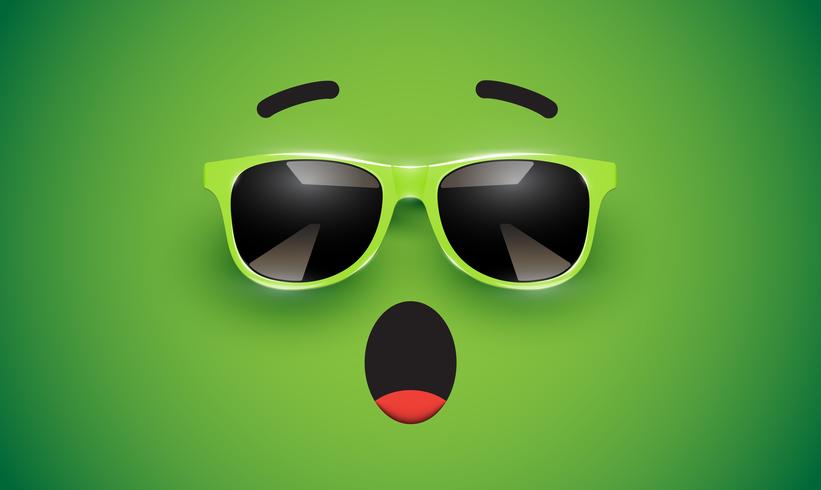 High Detiled Colorful Emoticon With Sunglasses Vector Illustration