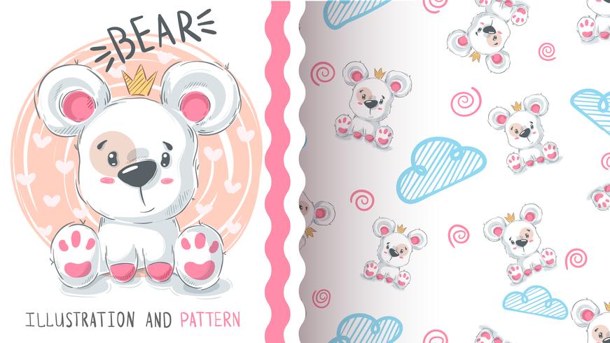 Bear with heart - seamless pattern. 559234 Vector Art at Vecteezy