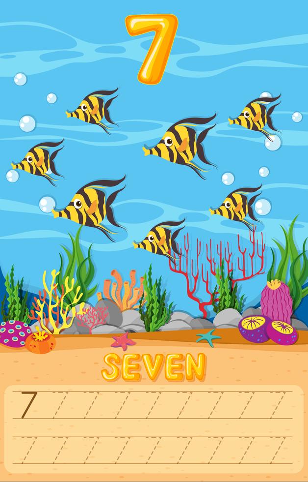 Seven underwater fish worksheet 559276 Vector Art at Vecteezy
