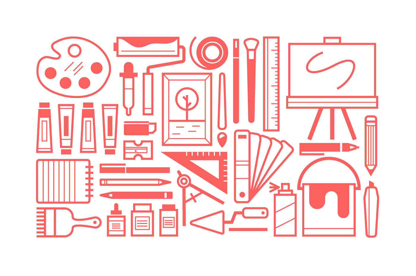 Flat creative tools set bundle 565034 Vector Art at Vecteezy