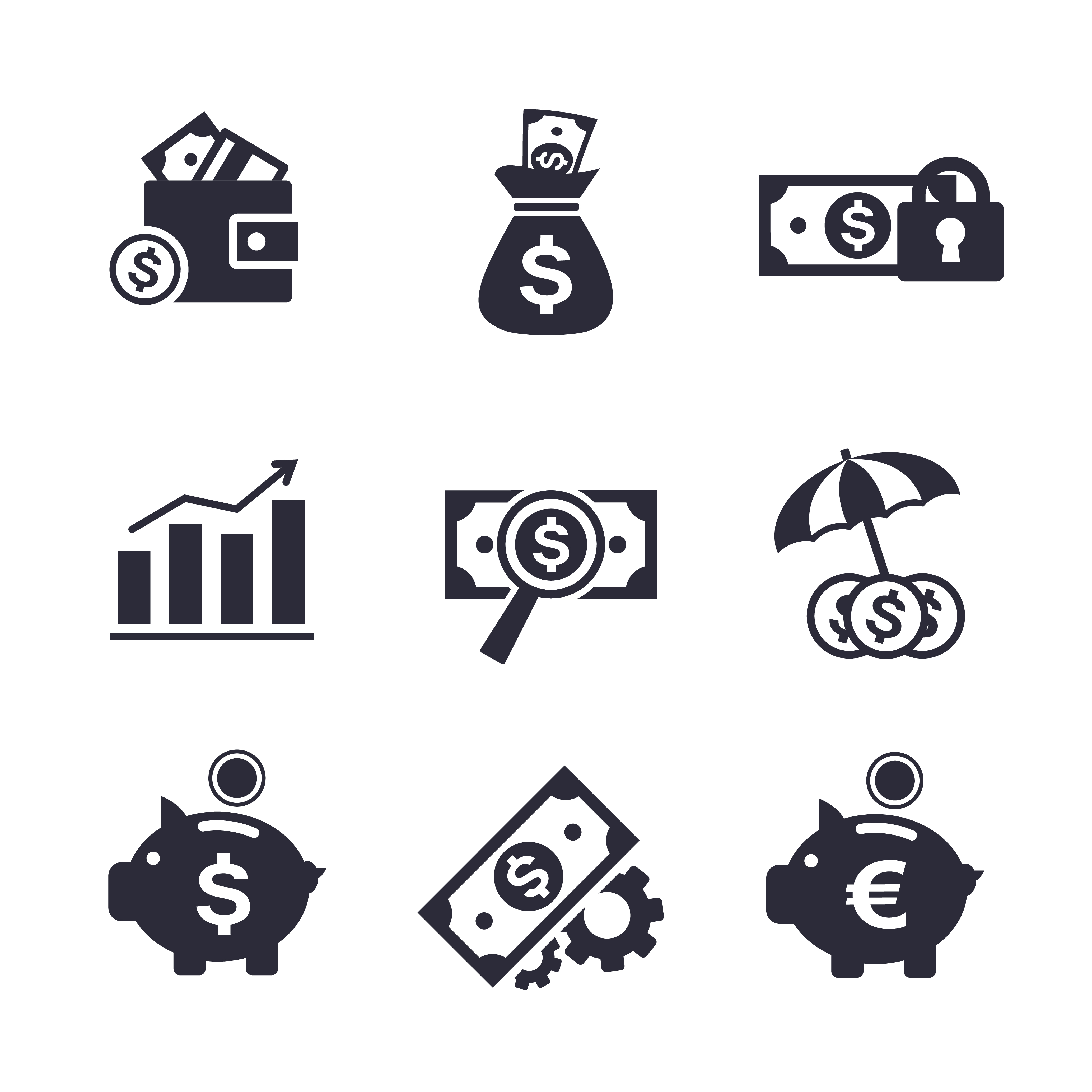 Finance and Banking icons set 566062 Vector Art at Vecteezy