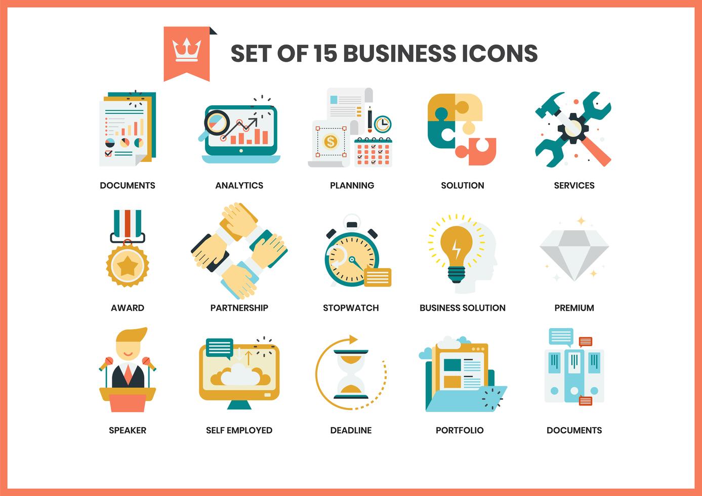 Business icons set for business 566722 Vector Art at Vecteezy