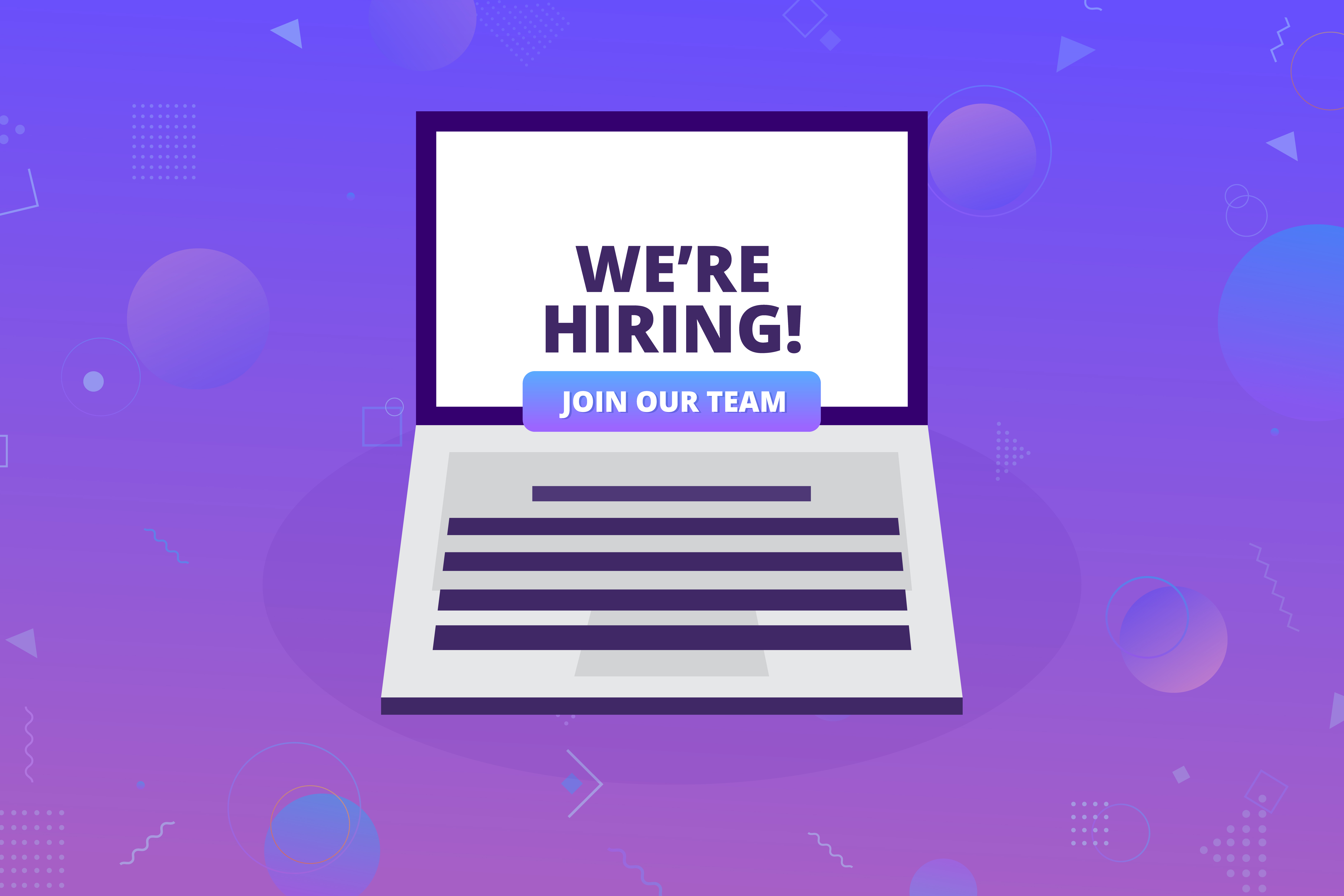 We're hiring concept. Business recruiting concept with laptop and ... We're hiring concept. Business recruiting concept with laptop and ...