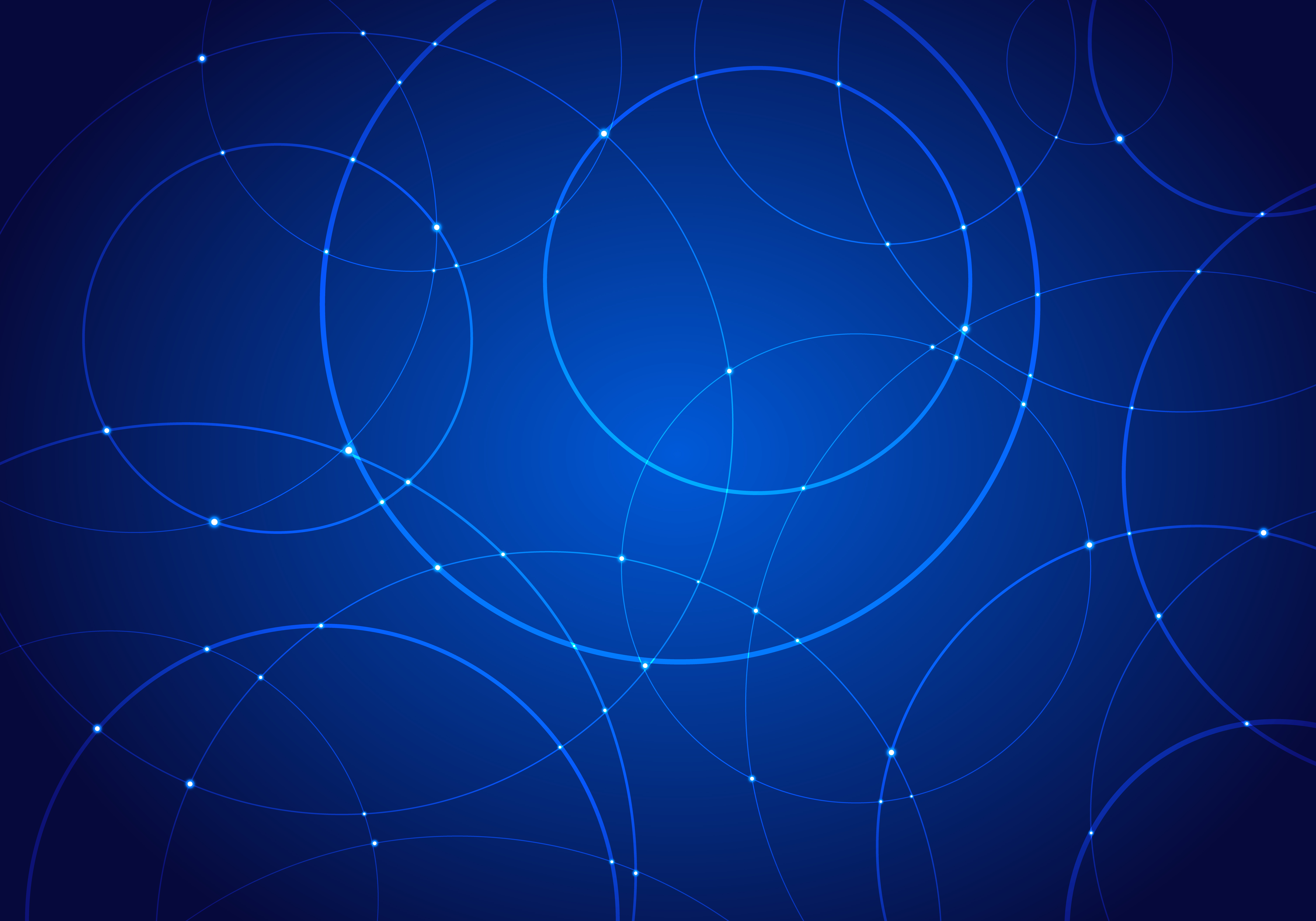 Abstract Technology Futuristic Style Circles And Light Dots Glowing On Dark Blue Background