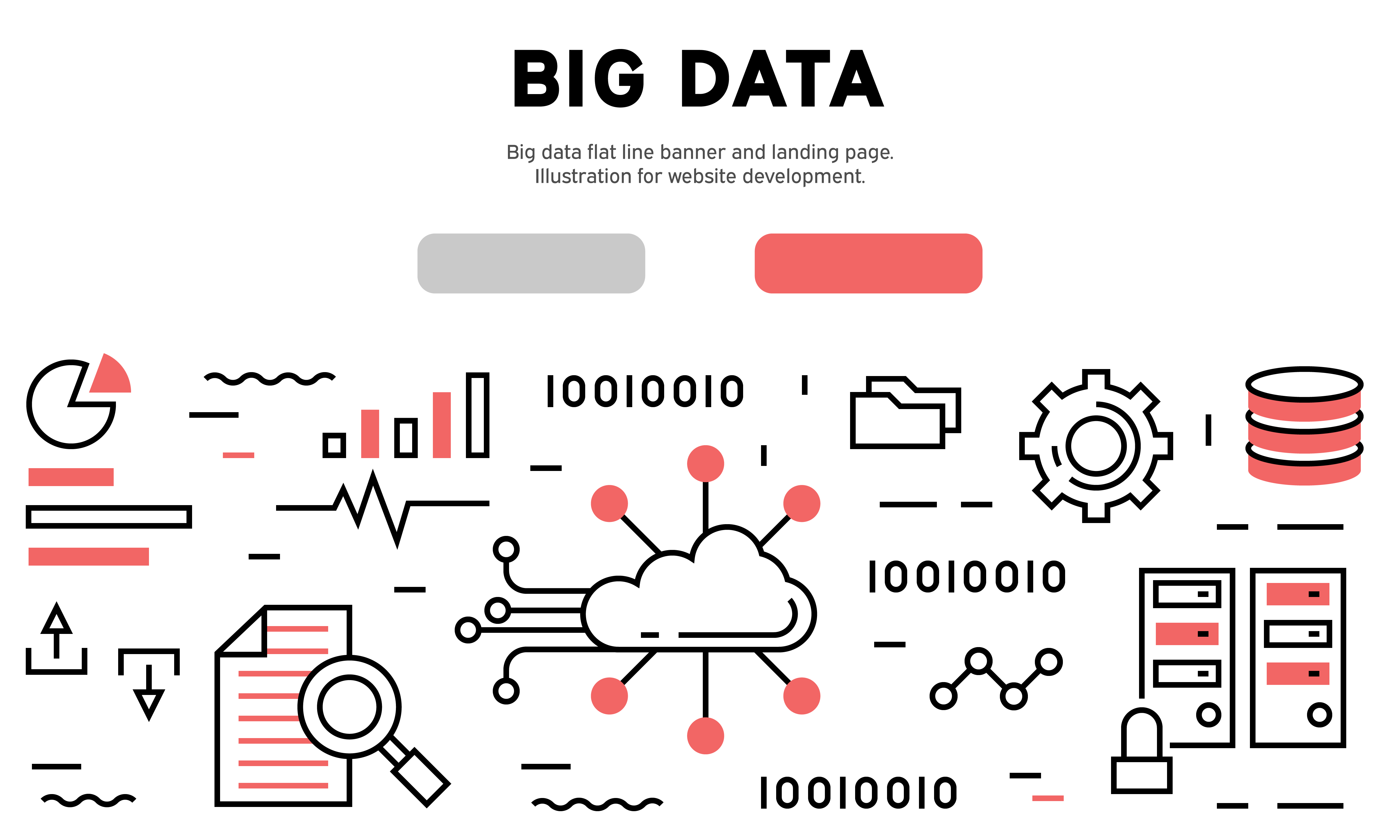 Big data flat line banner and landing page. Illustration for website ...