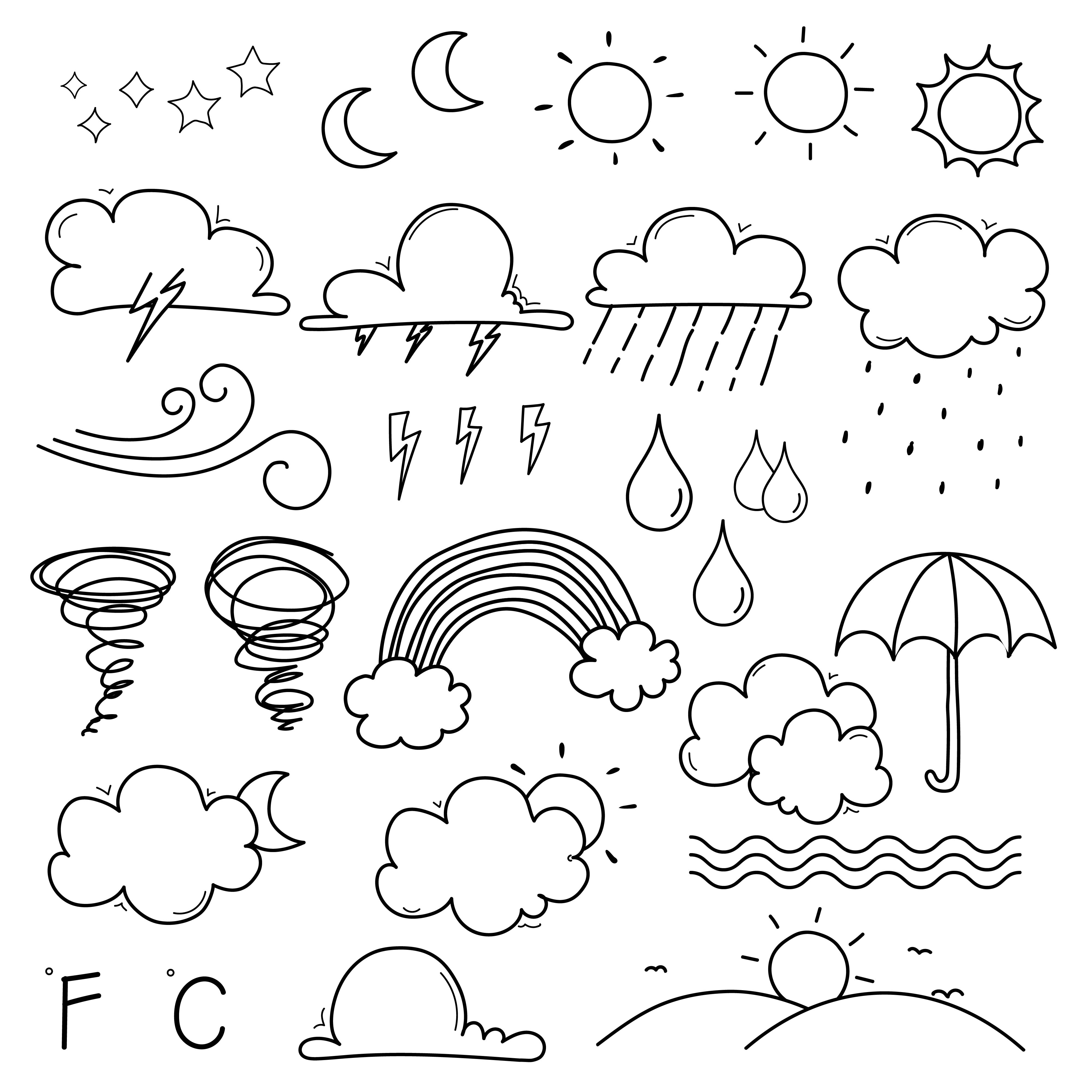 Weather Doodle Vector Set. Hand Drawn Vector Illustration. 584152 ... Weather Doodle Vector Set. Hand Drawn Vector Illustration. 584152 ...