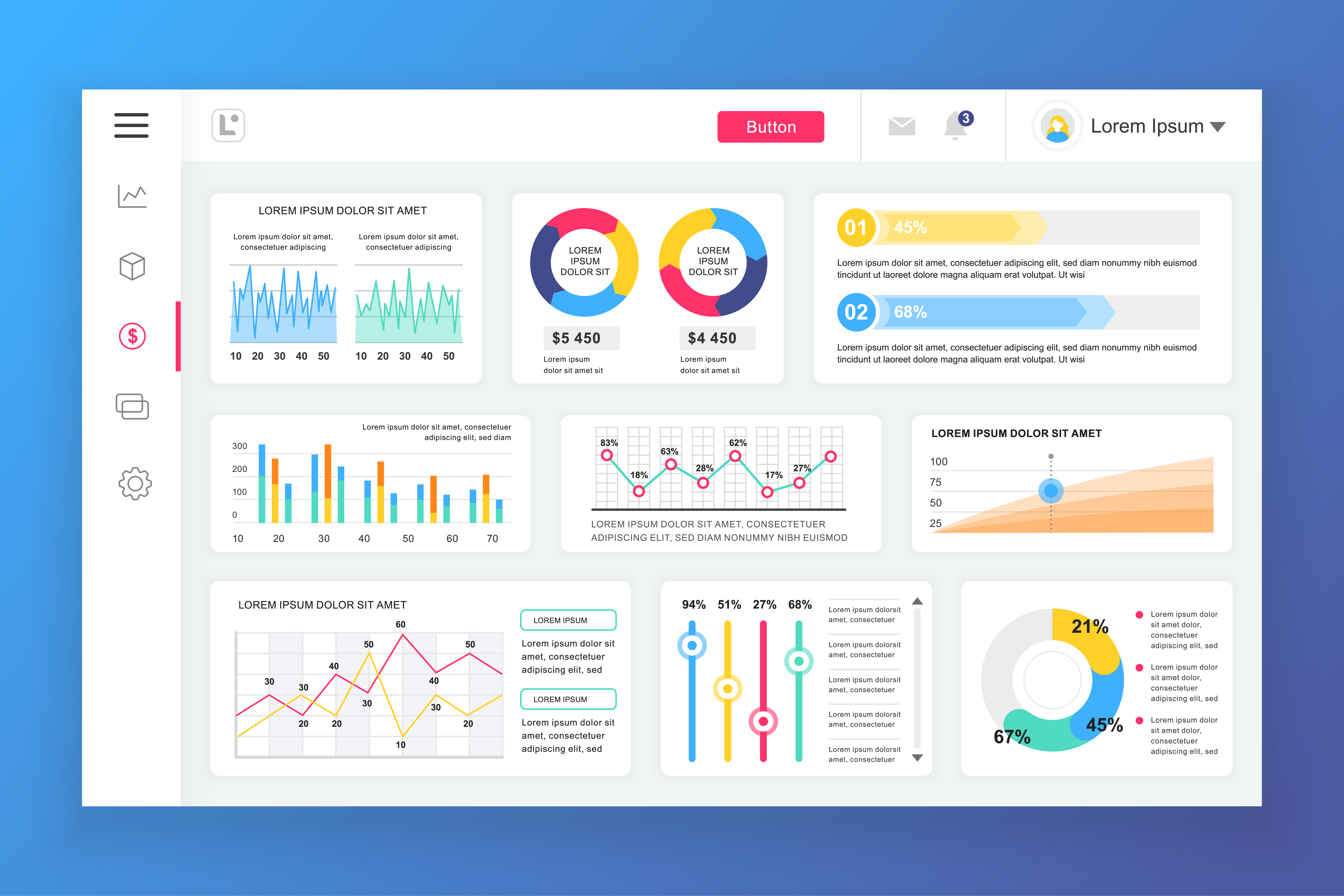 Dashboard admin panel vector design template with infographic elements ... Dashboard admin panel vector design template with infographic elements ...
