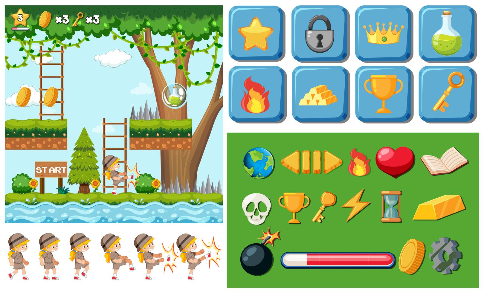 Game with object template 588475 Vector Art at Vecteezy