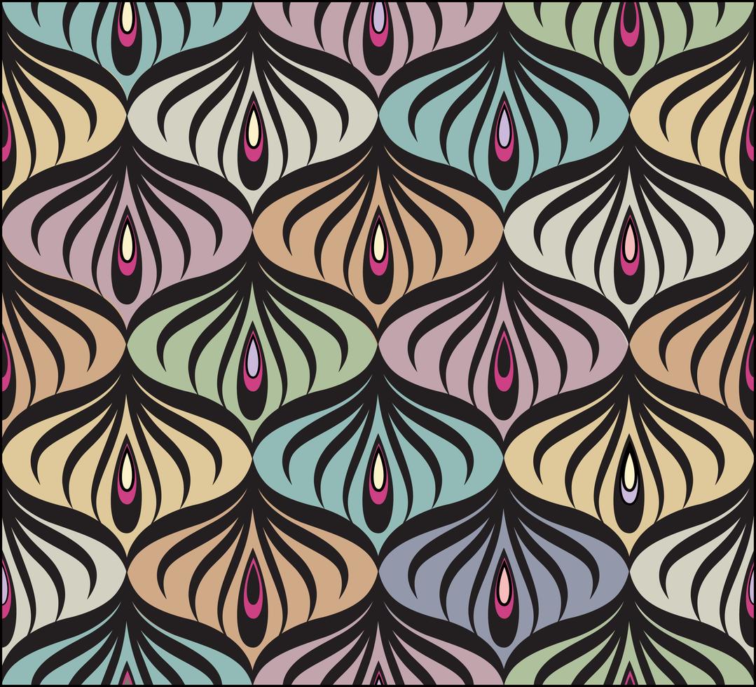 Abstract Seamless Pattern Floral Oriental Geometric Line Ornament