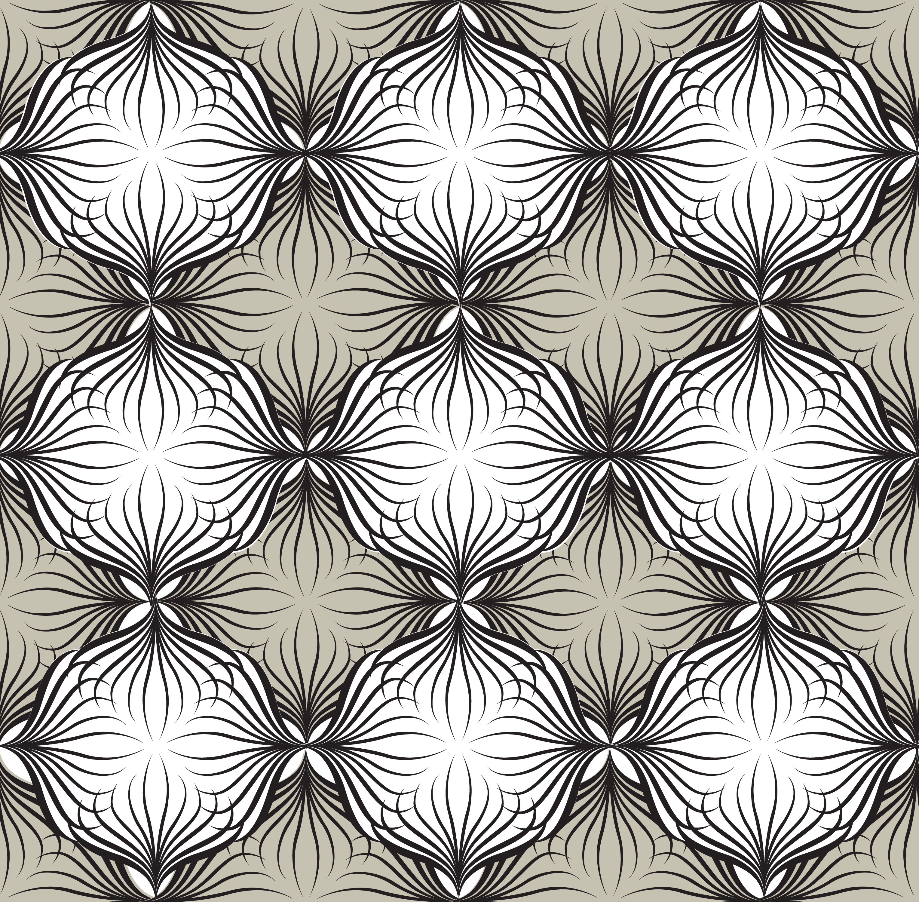 Abstract Seamless Pattern Floral Oriental Geometric Line Ornament
