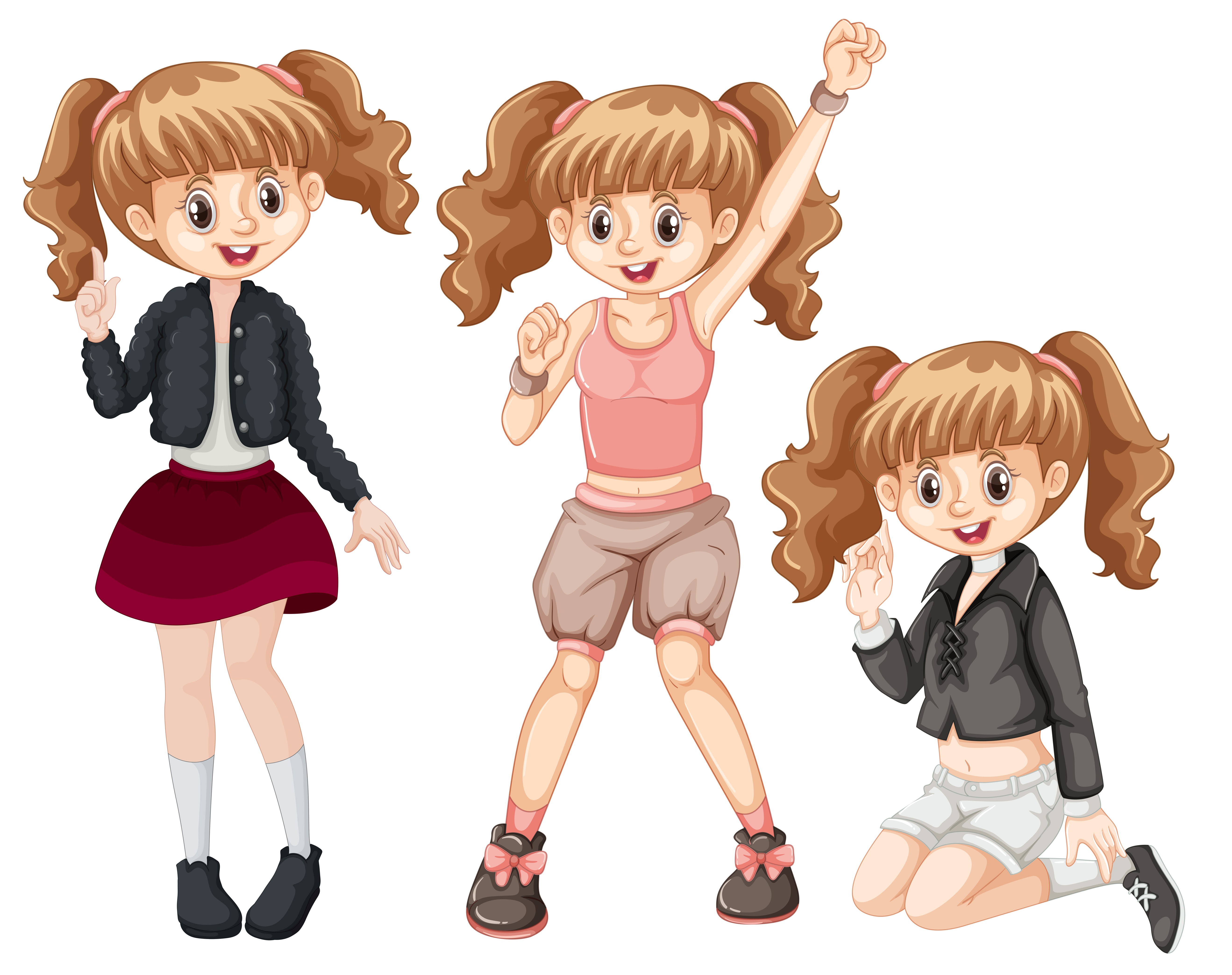 Set Of Fashionable Girl 591592 Vector Art At Vecteezy