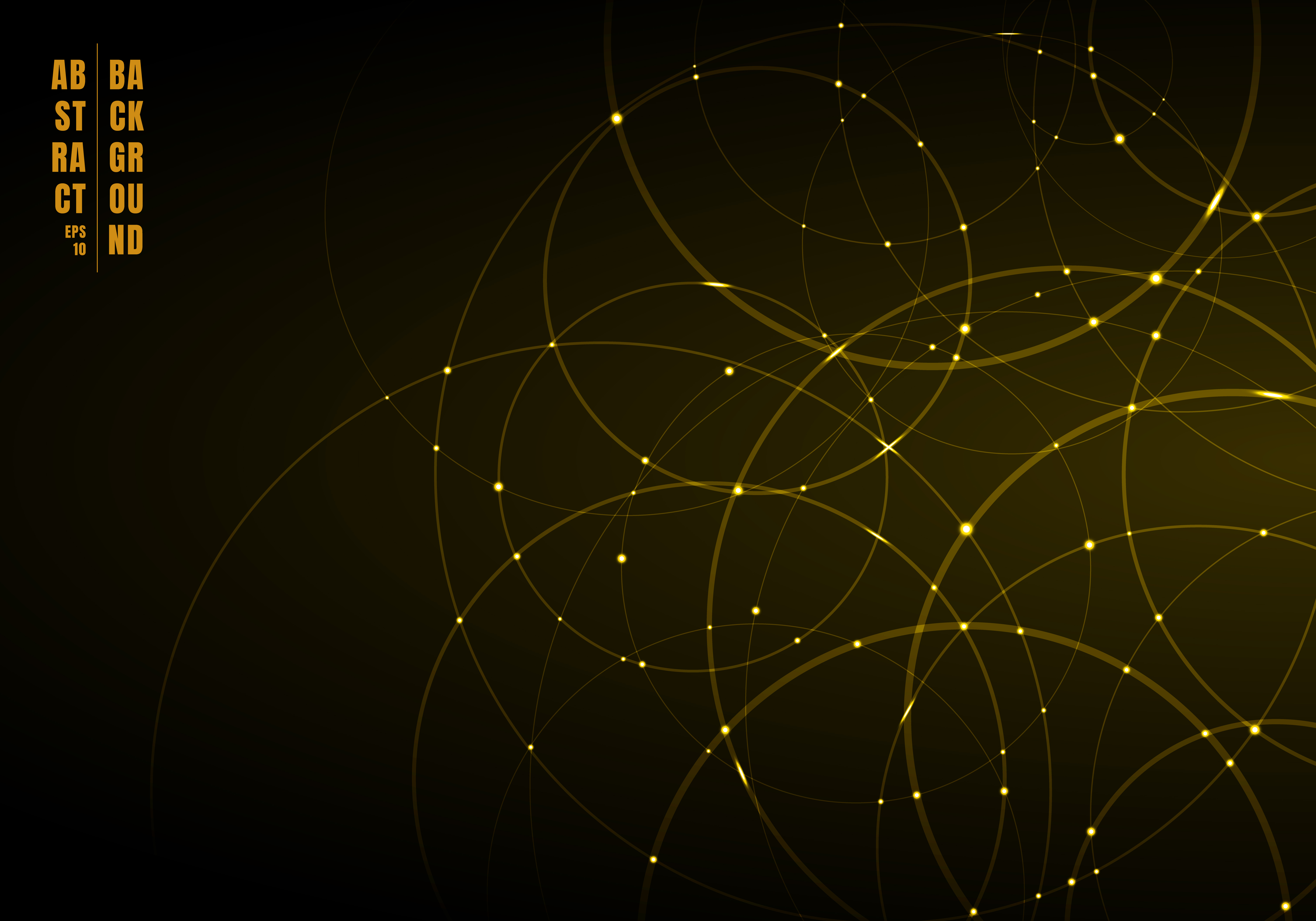 Abstract gold neon circles with light overlapping on black background ... Abstract gold neon circles with light overlapping on black background ...