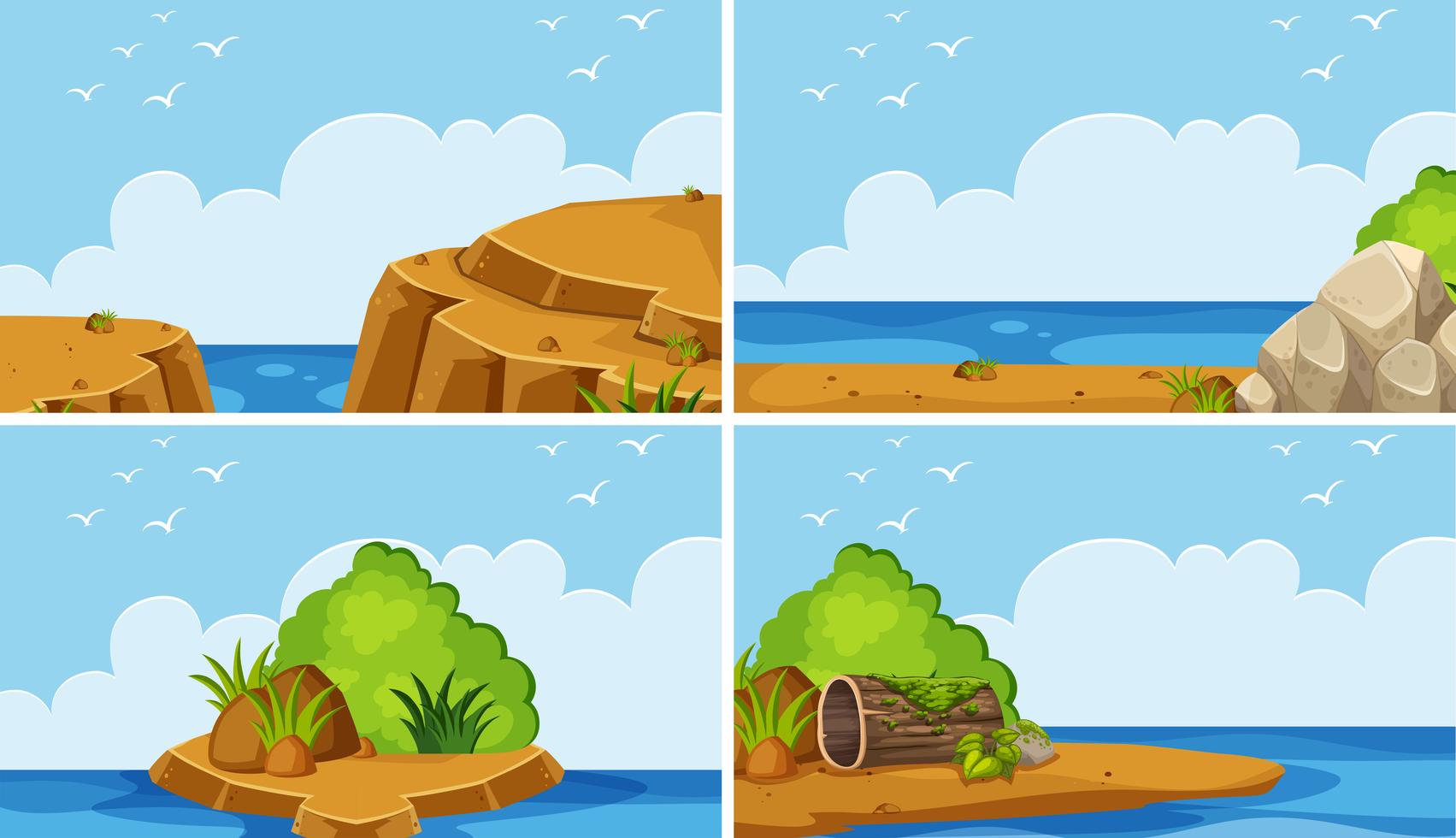 Four scenes of ocean at day time 606176 Vector Art at Vecteezy
