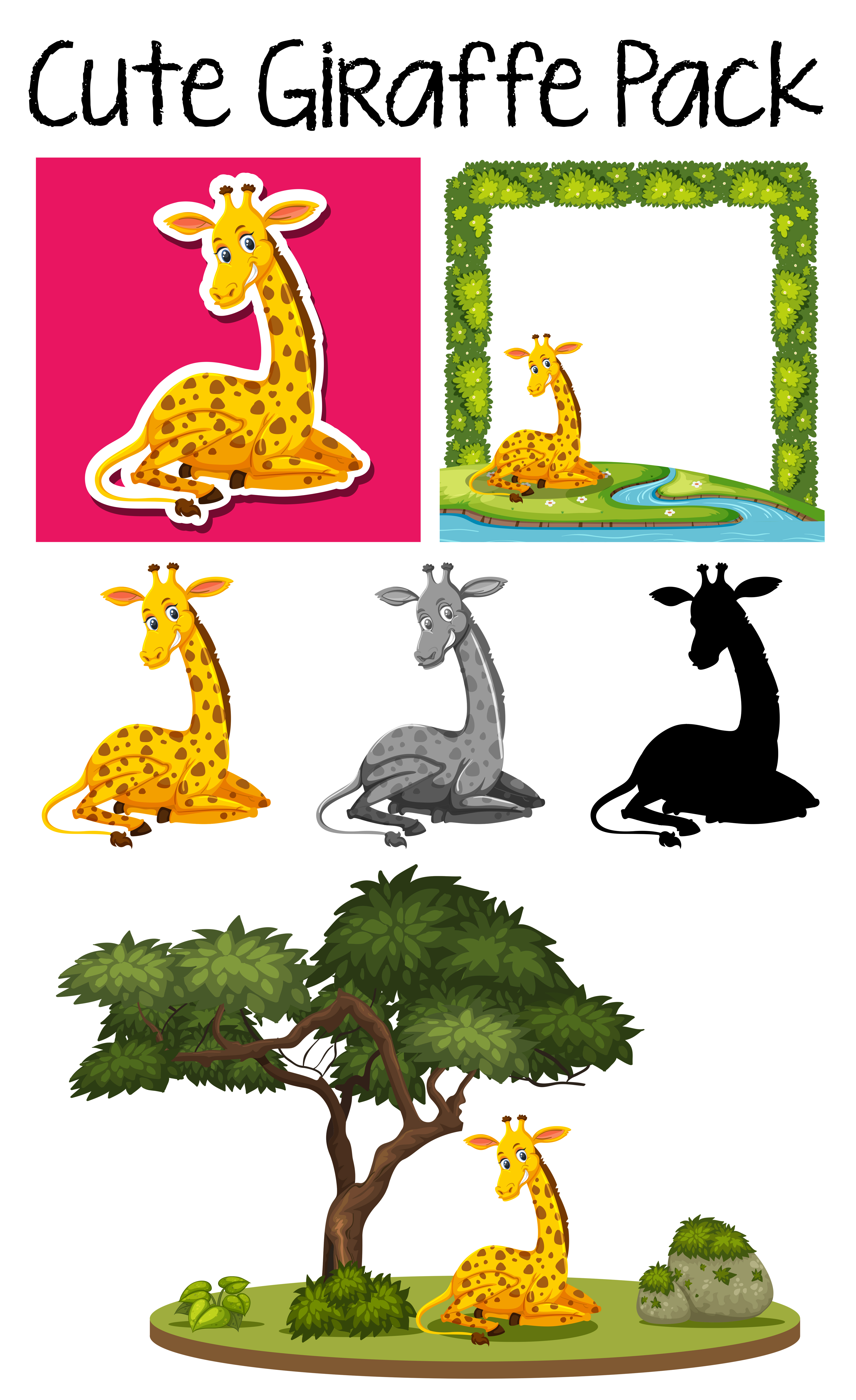 A pack of cute giraffe 607531 Vector Art at Vecteezy