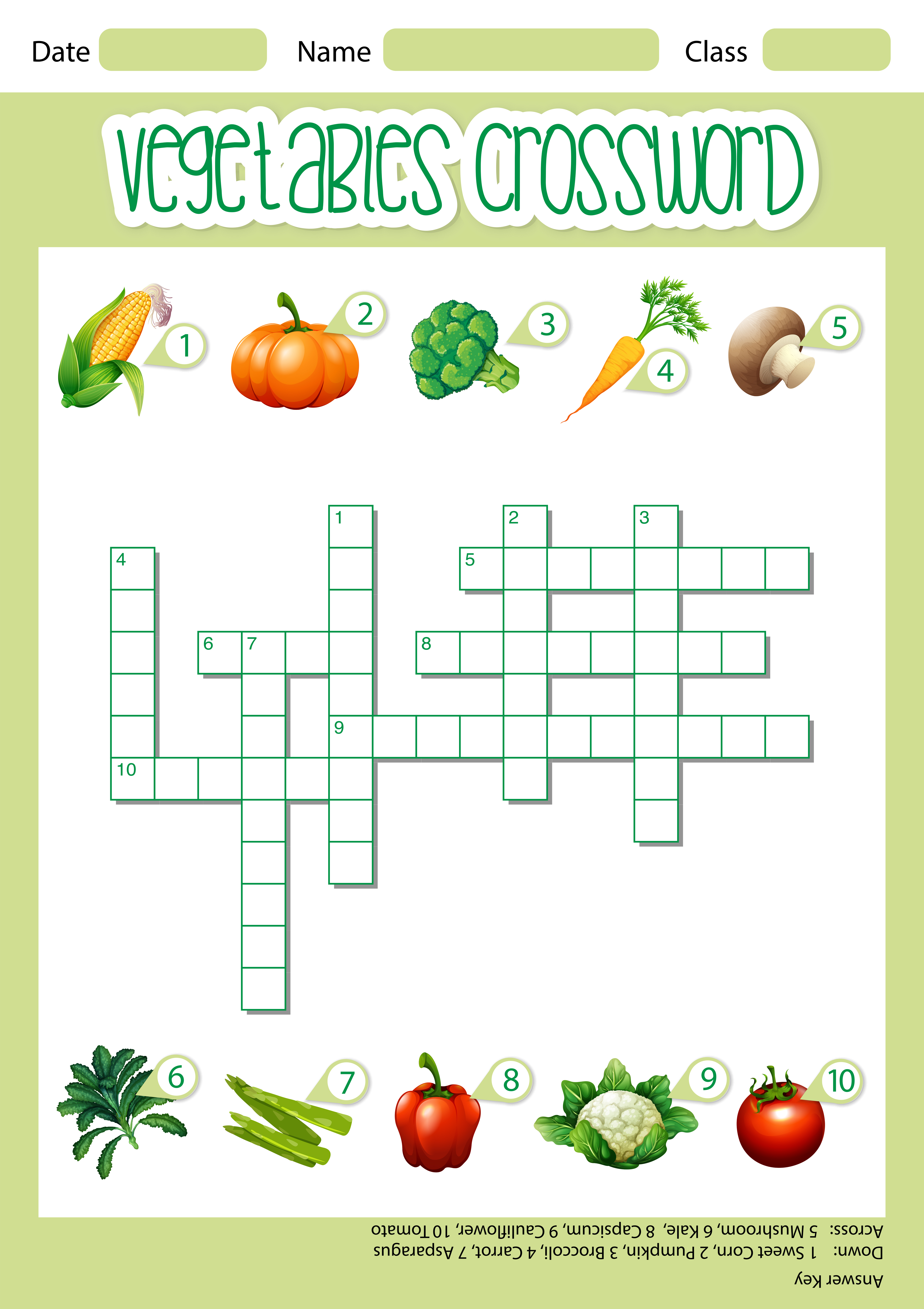 Vegetable Crossword Game Template 607897 Vector Art At Vecteezy