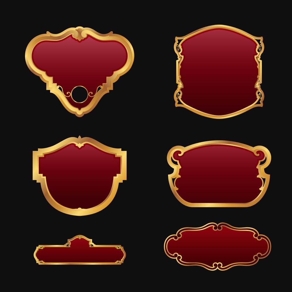 Labels with 3D decorative red golden frames collection set 610942 ...