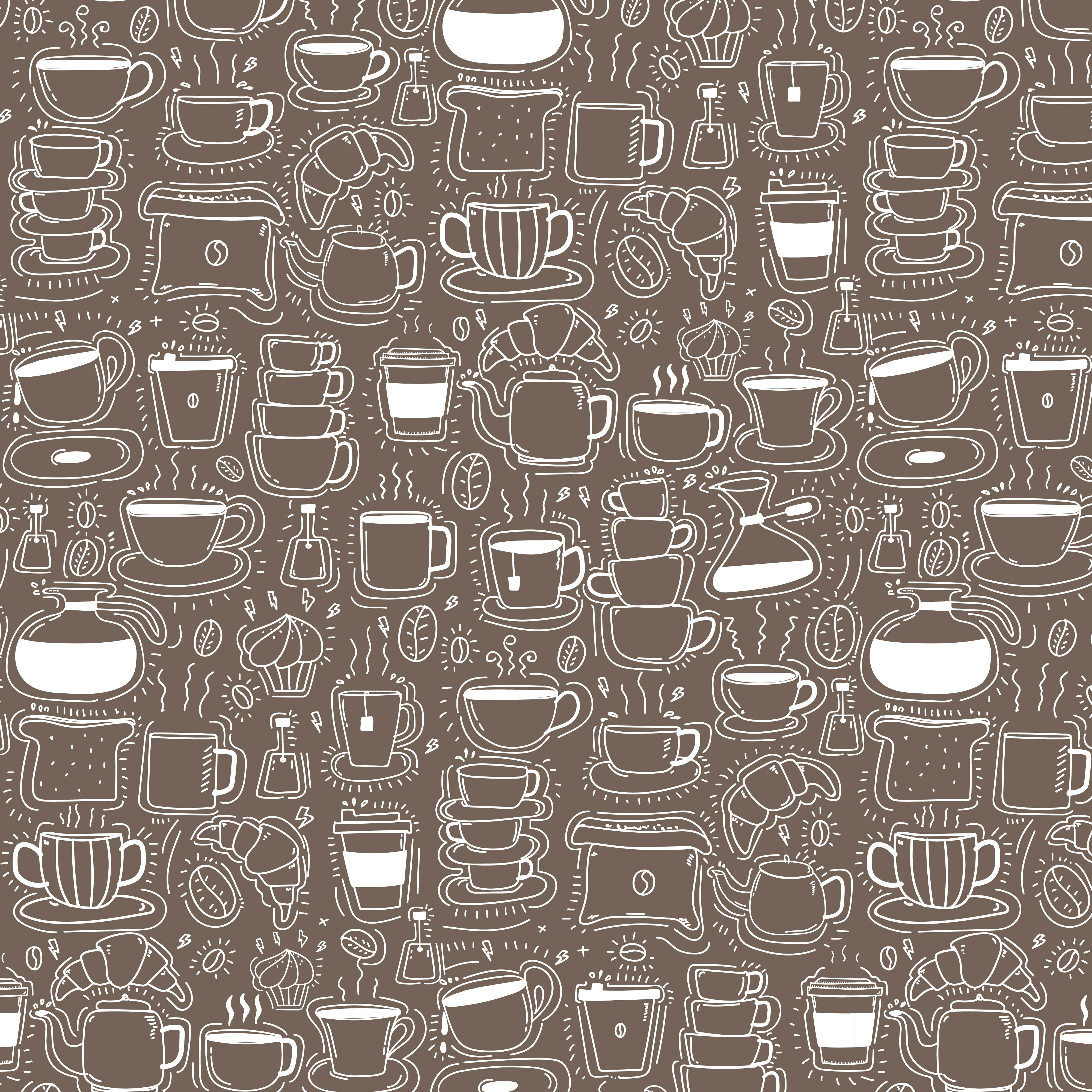 Pattern With Line Hand Drawn Doodle Coffee Background. Doodle Funny ... Pattern With Line Hand Drawn Doodle Coffee Background. Doodle Funny ...