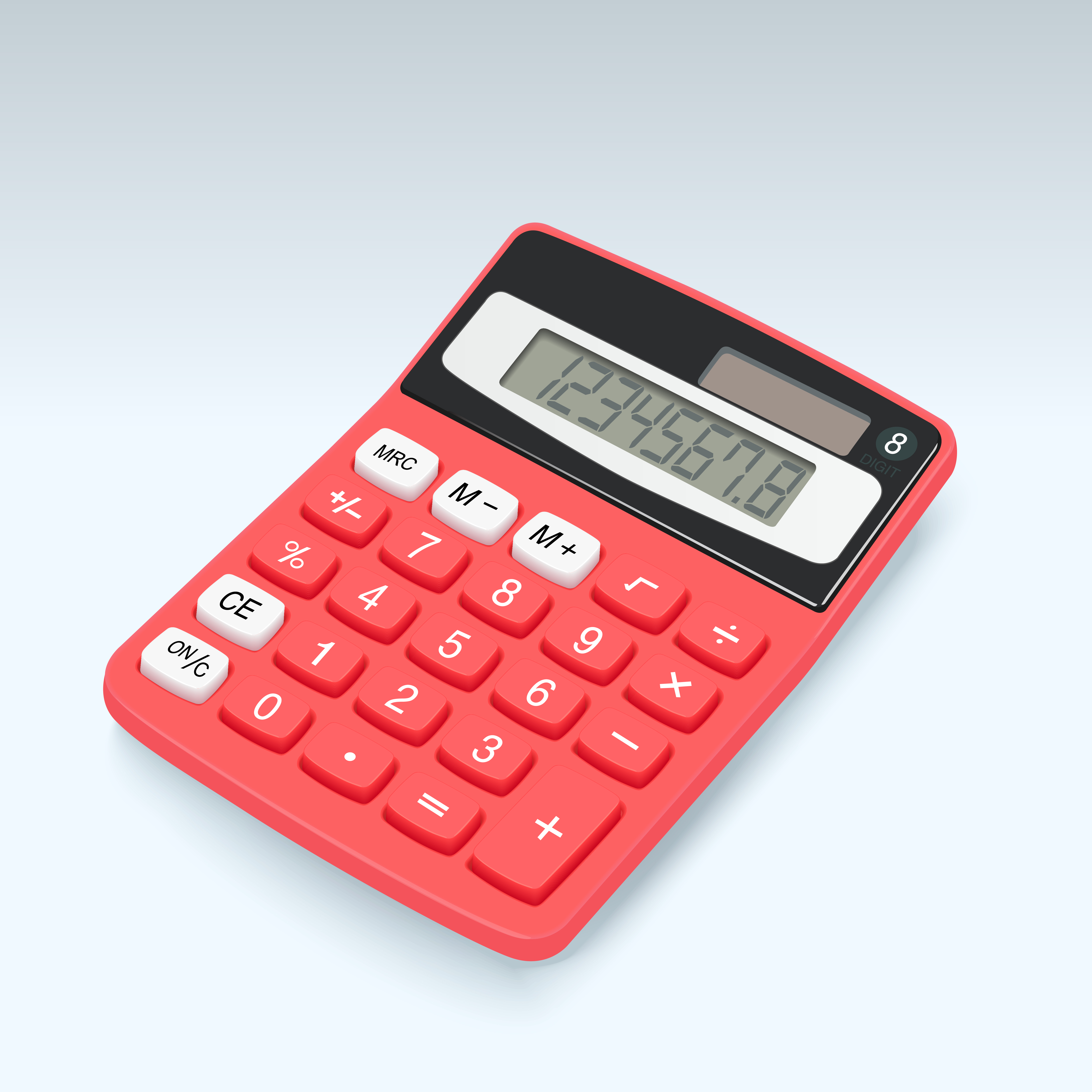 Realistic red calculator vector icon isolated on white background ... Realistic red calculator vector icon isolated on white background ...