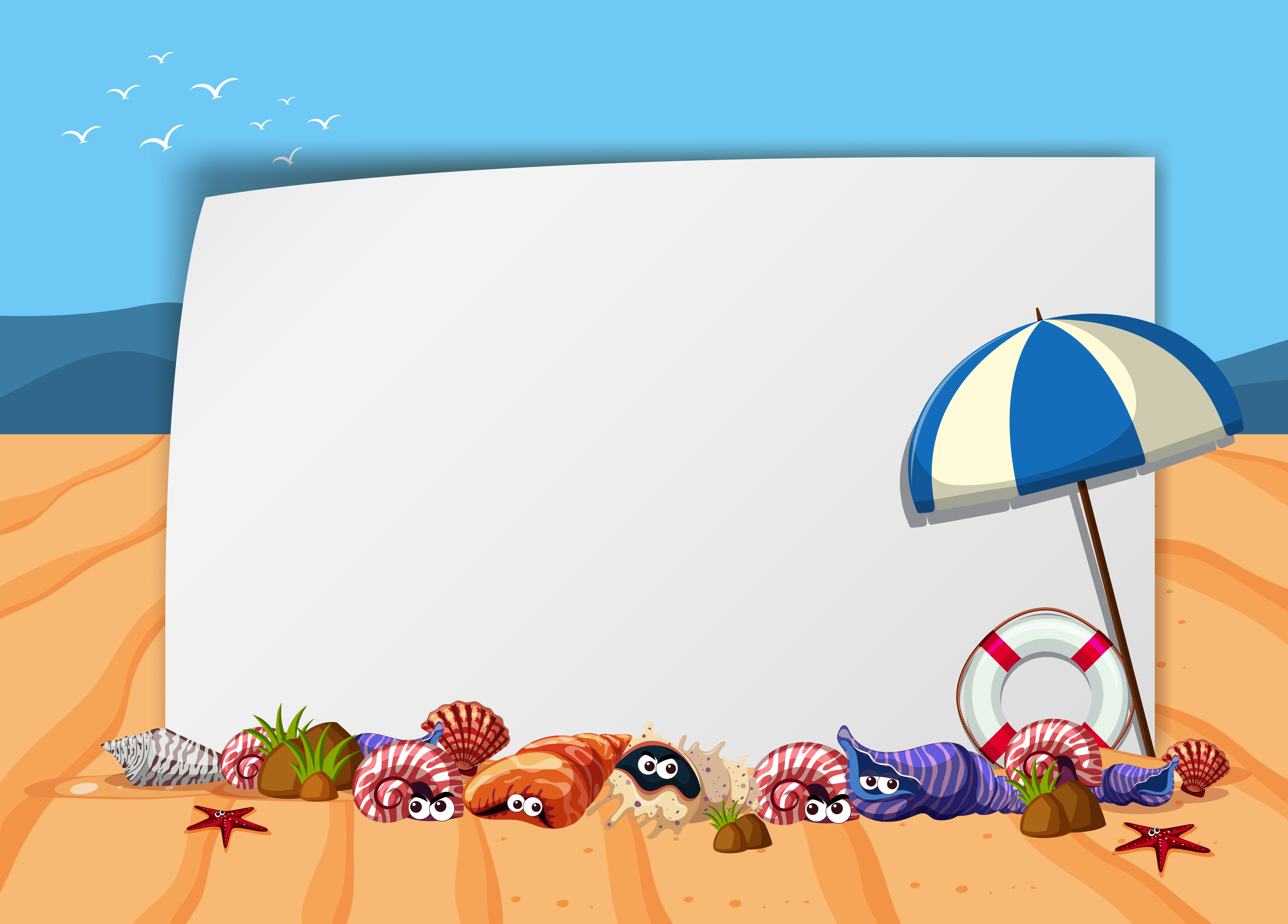 Beach scene poster 614475 Vector Art at Vecteezy