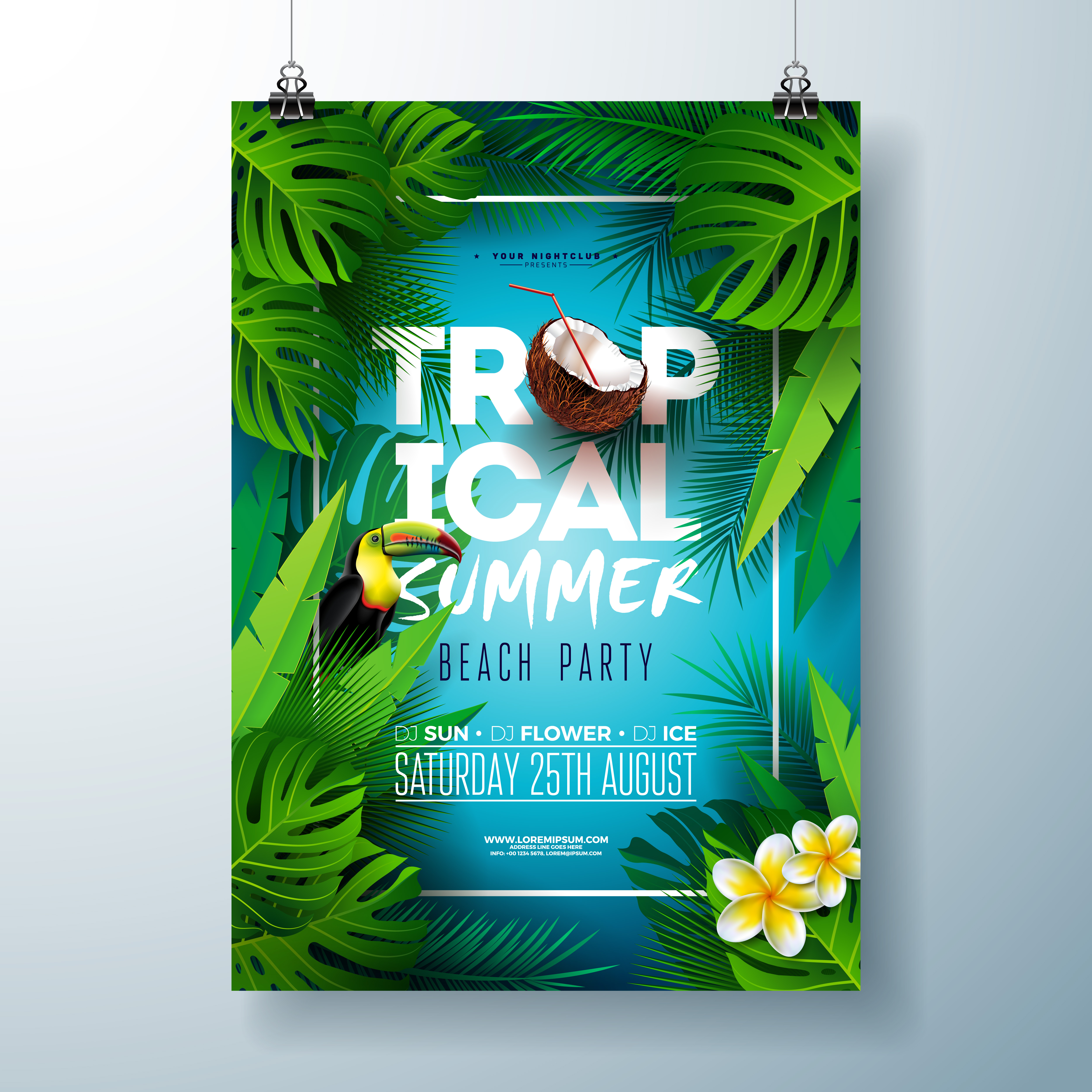 The Tropical Beach Party Free Flyer Template Psd Stoc