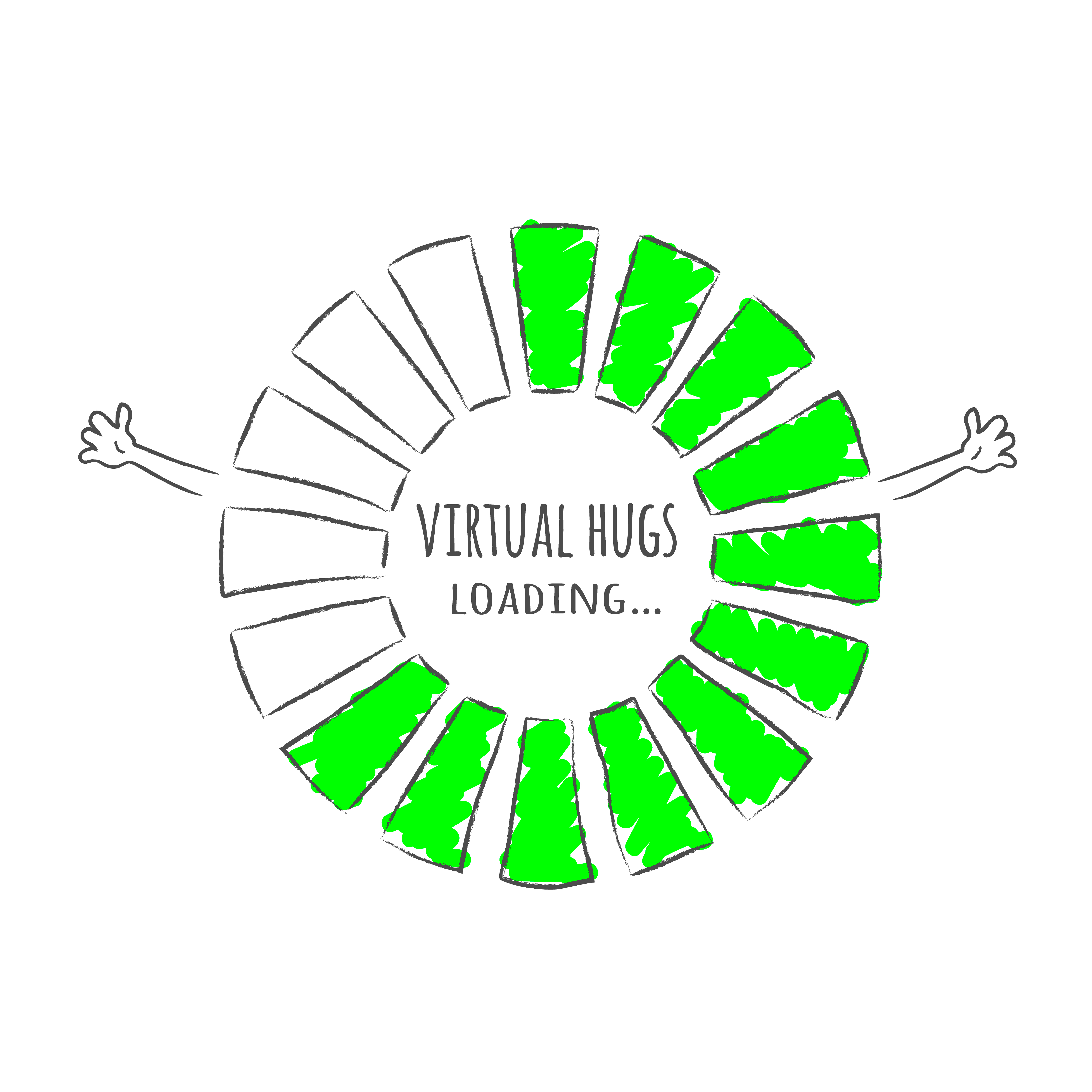 Round progress bar with inscription - Virtual hugs loading - in sketchy ... Round progress bar with inscription - Virtual hugs loading - in sketchy ...