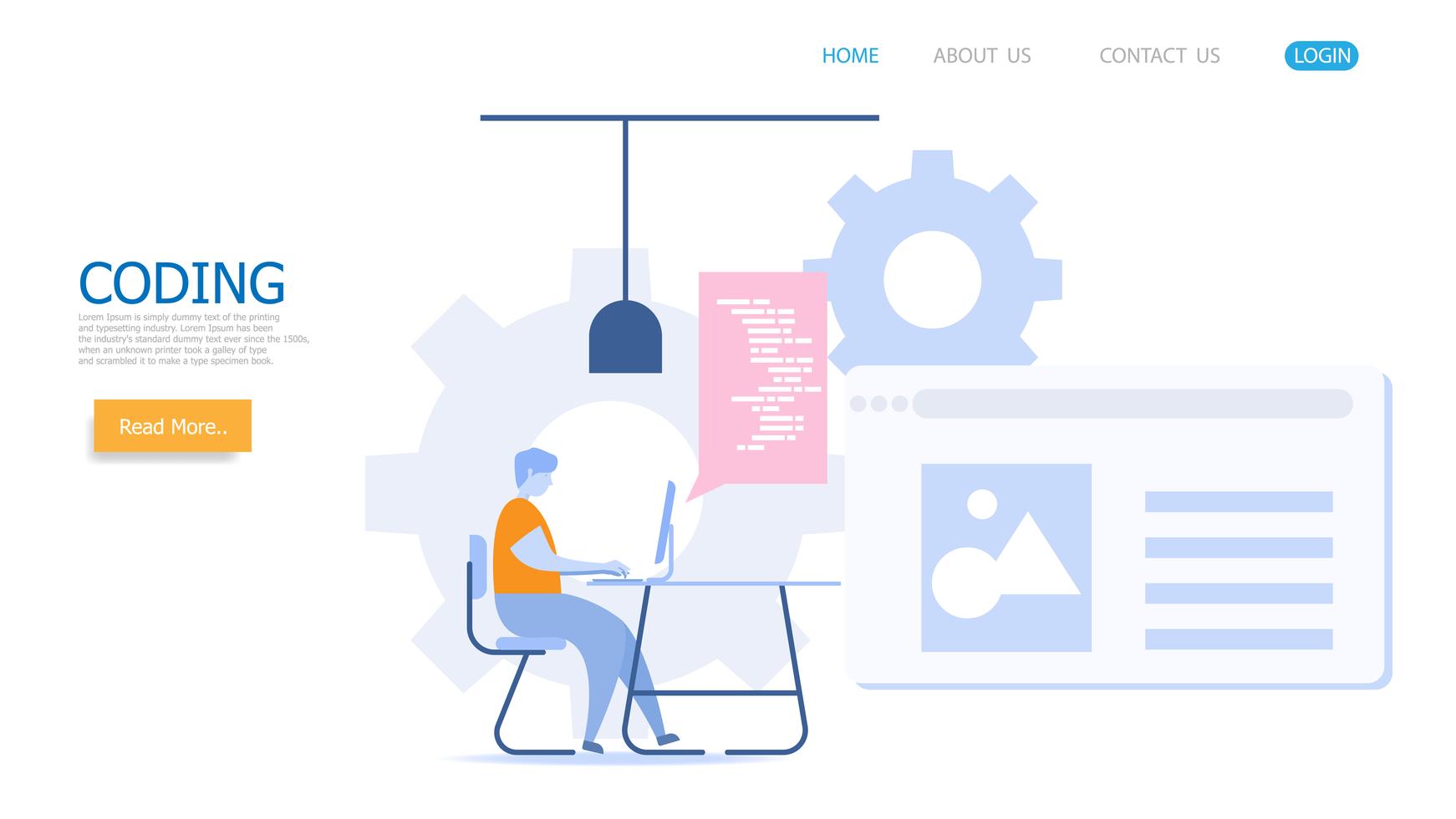 man working with coding 618828 Vector Art at Vecteezy