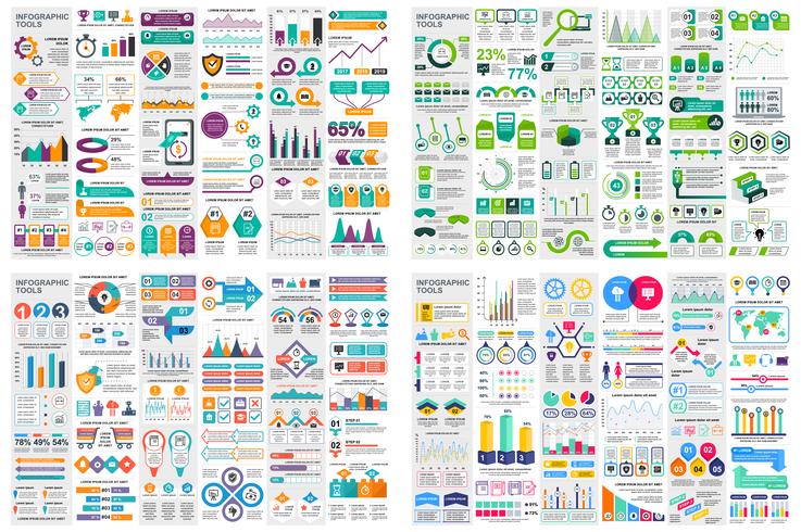 Set of infographic elements data visualization vector design template ...