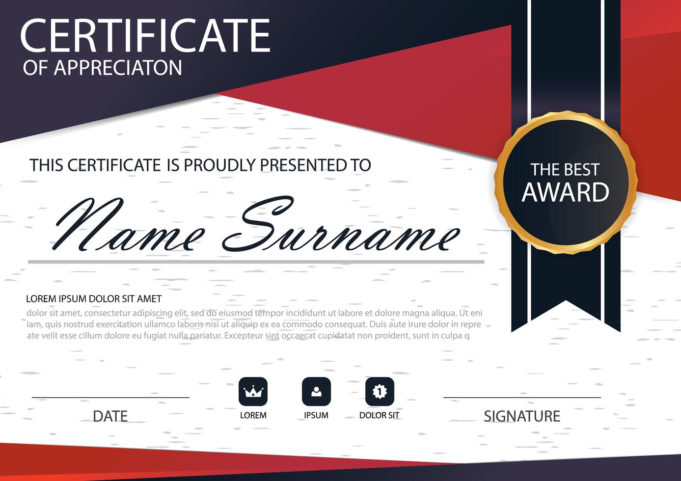 Red black Elegance horizontal Circle certificate with Vector ...