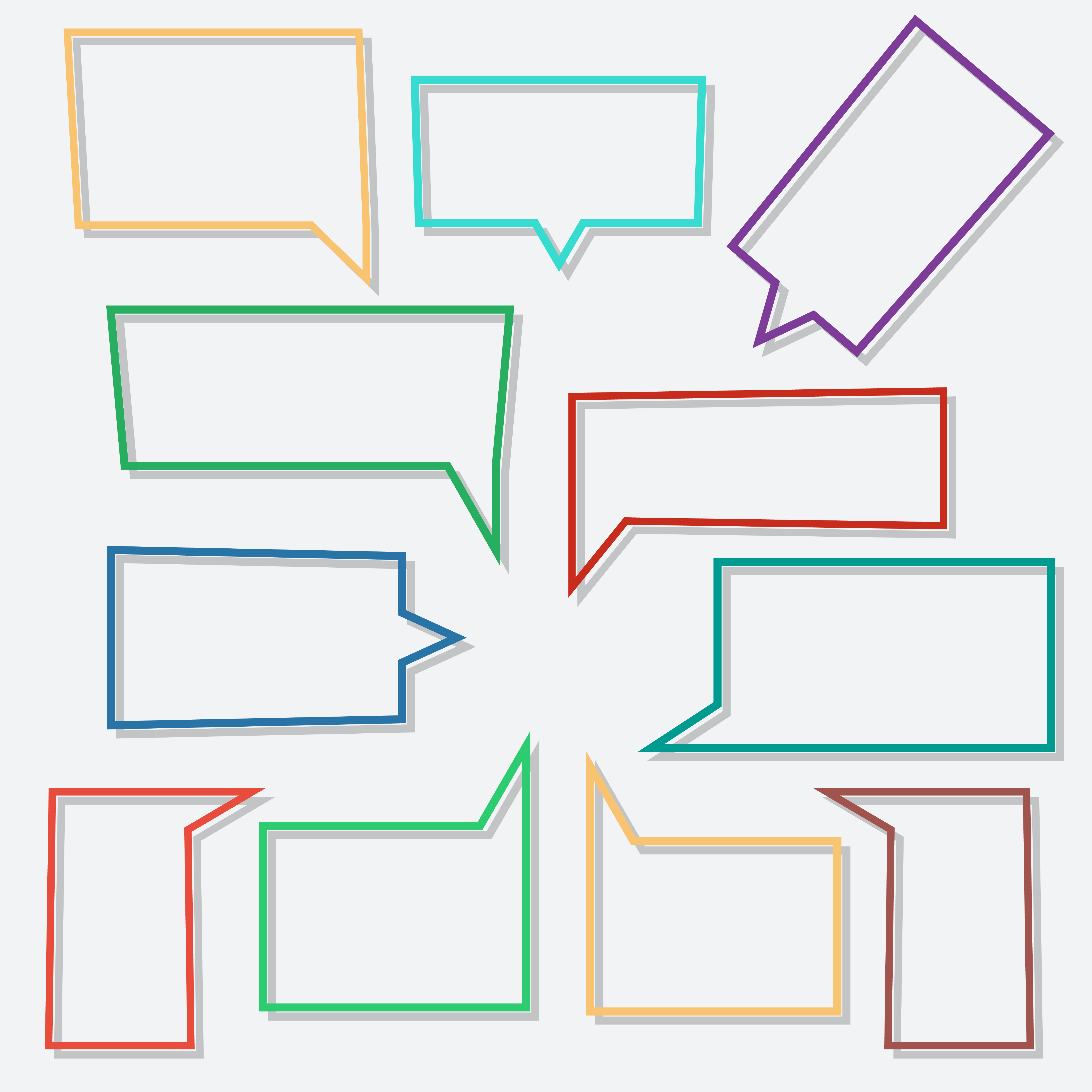 Speech bubbles linear icons in shape rectangle with shadows 625752 ...