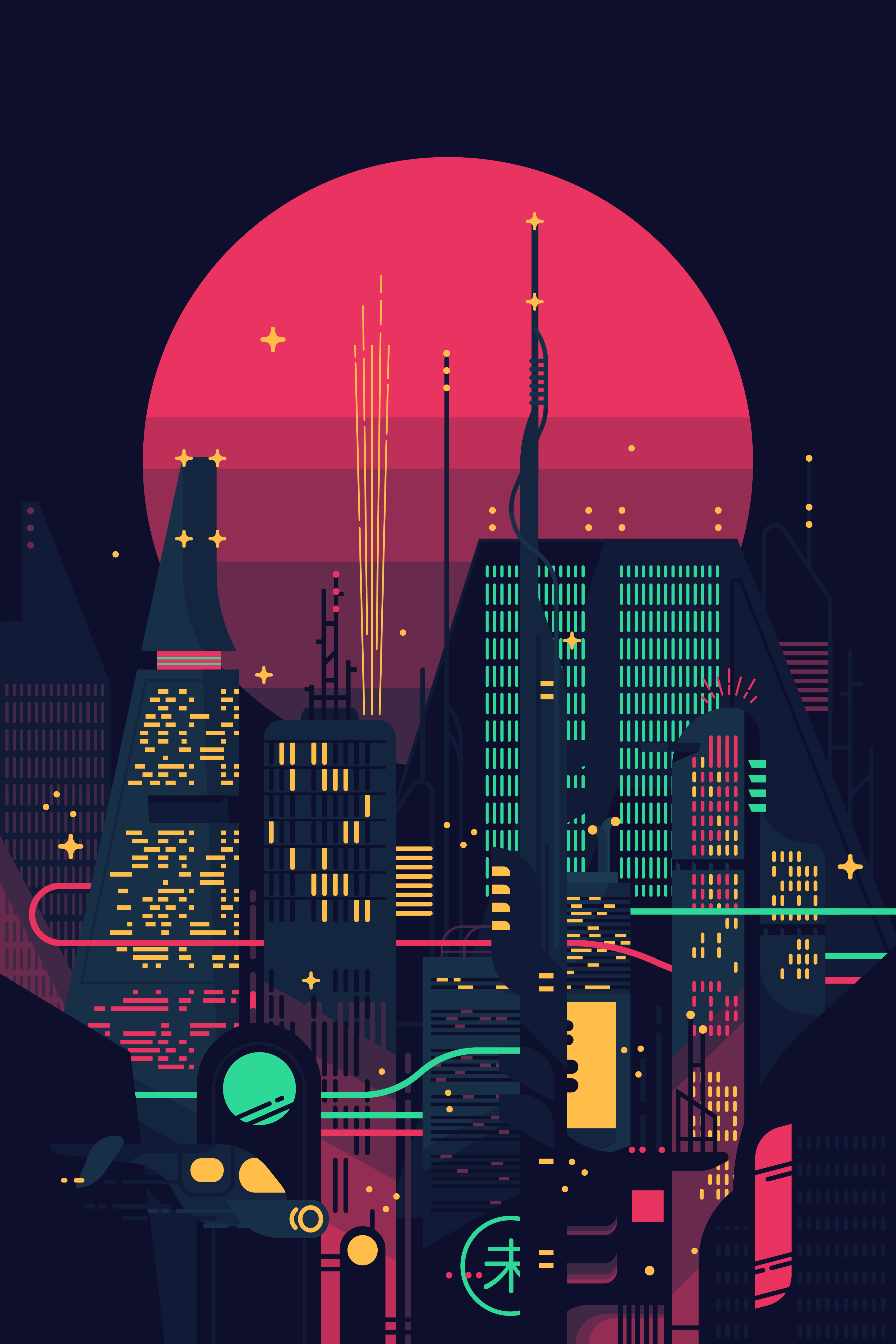 Cyberpunk City Vector Art Icons And Graphics For Free Download