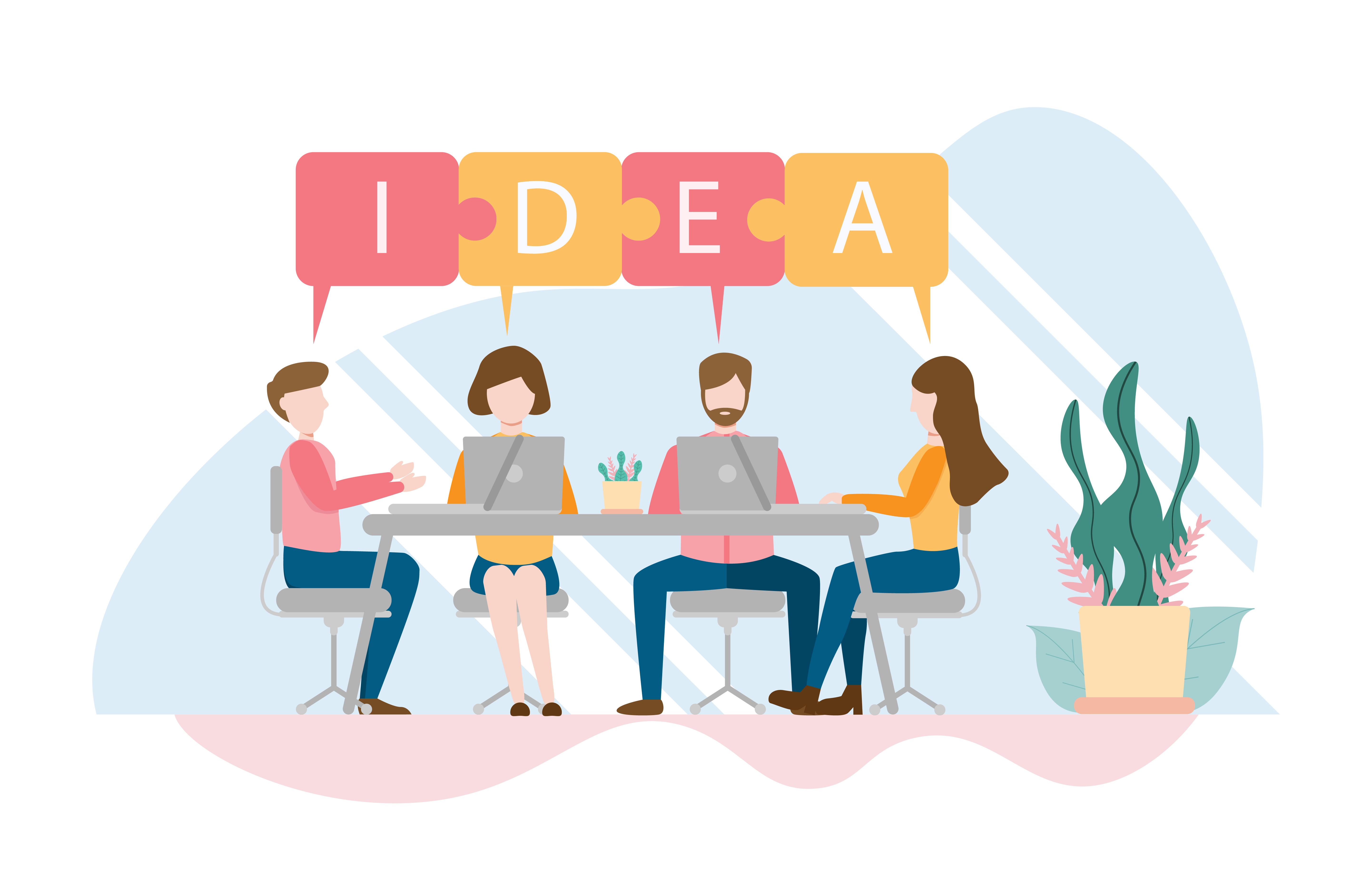 Team thinking and brainstorming concept with character.Creative flat ... Team thinking and brainstorming concept with character.Creative flat ...