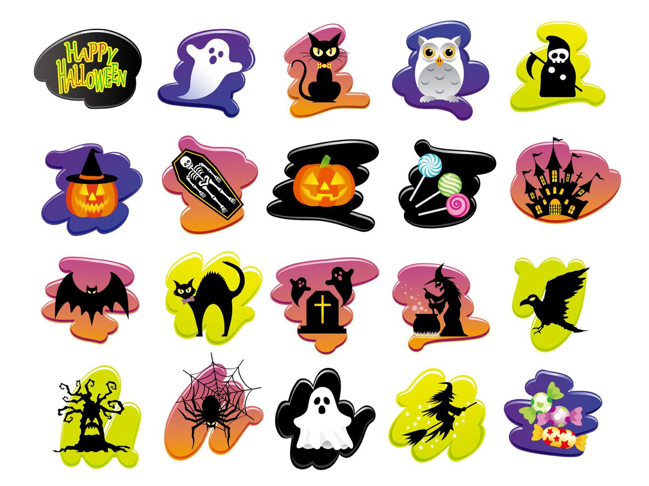 Set of assorted Happy Halloween user interface icons. 629188 Vector Art ...