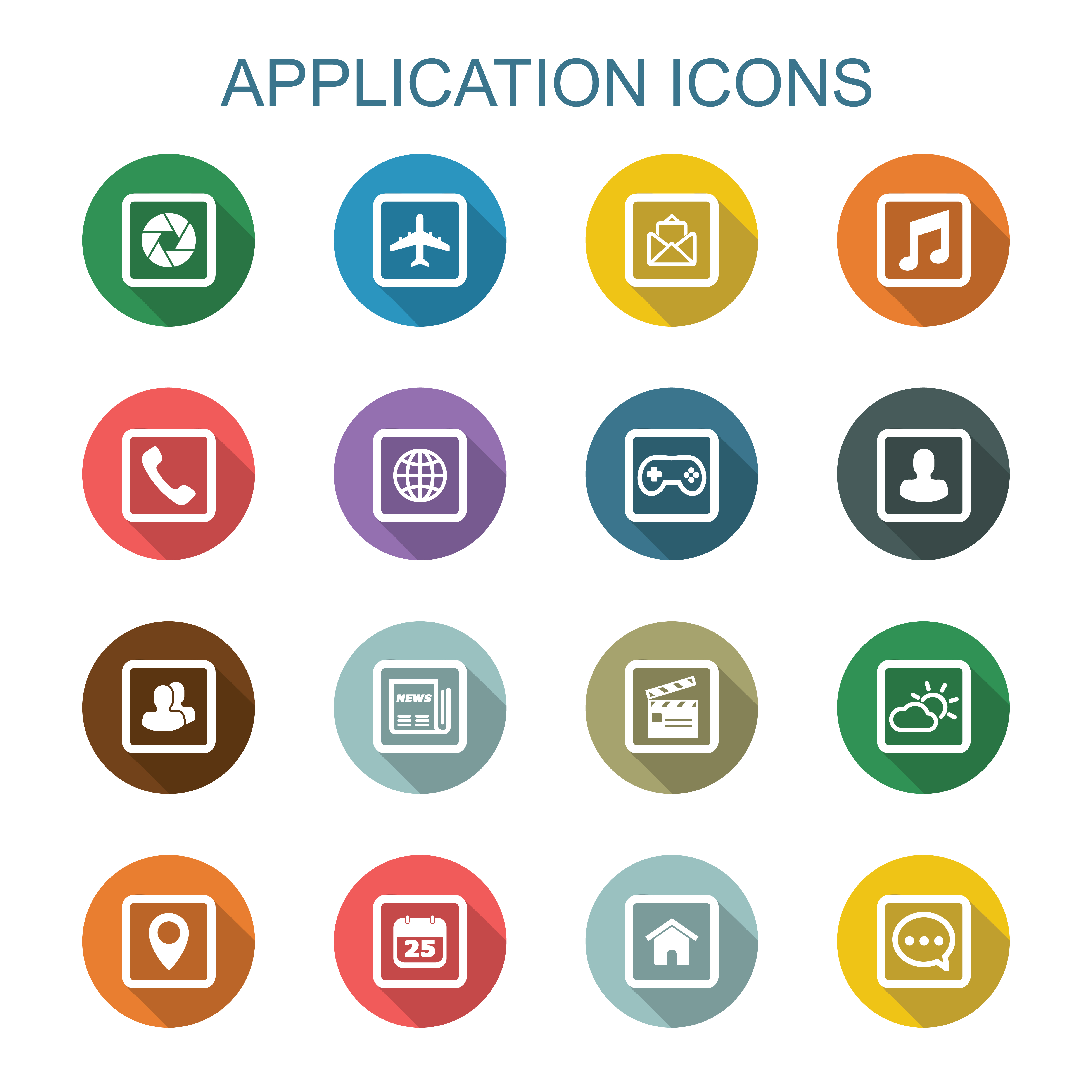application long shadow icons 629371 Vector Art at Vecteezy