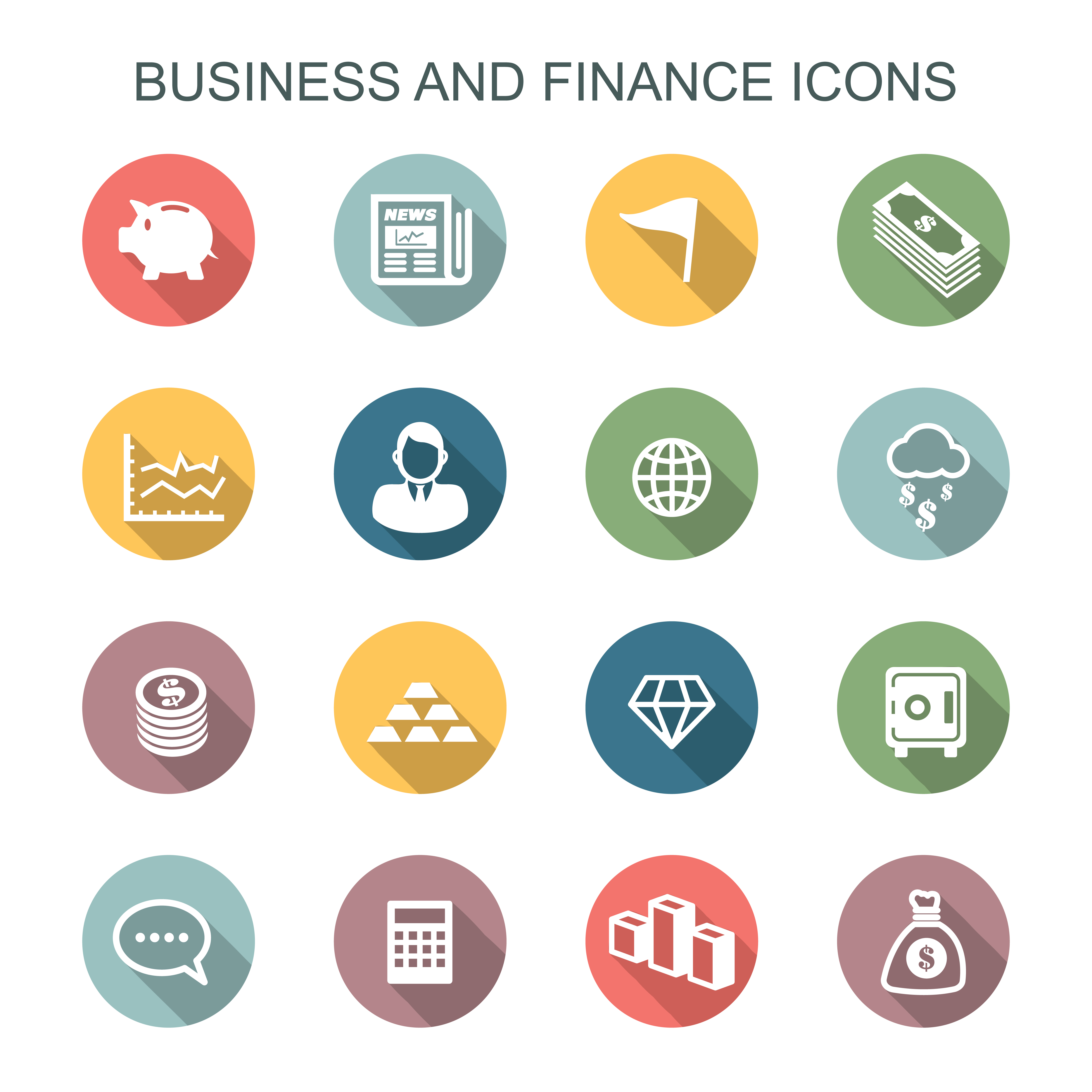 business and finance long shadow icons 630228 Vector Art at Vecteezy