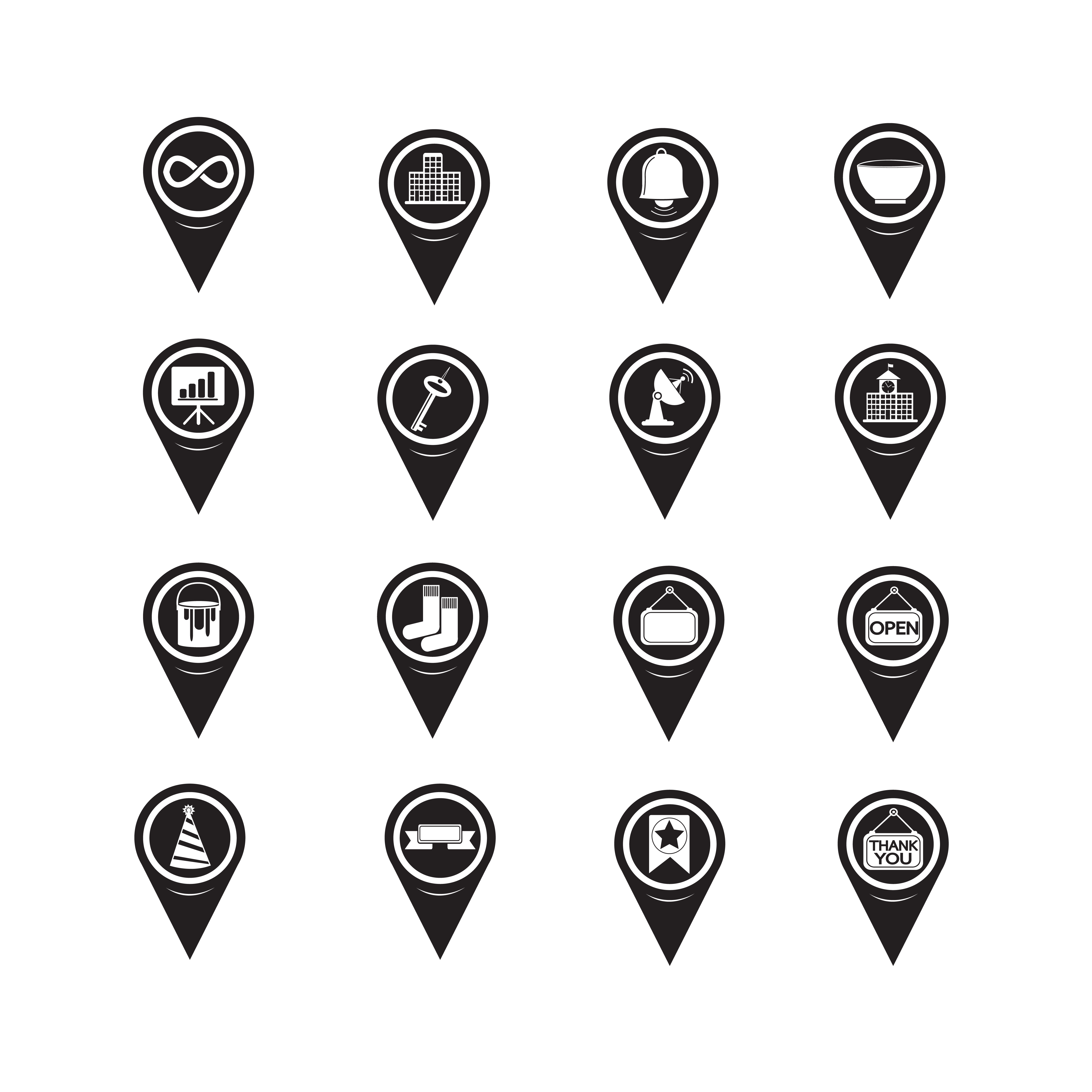 Set of Map Pointer icons for website and communication 631018 Vector ...