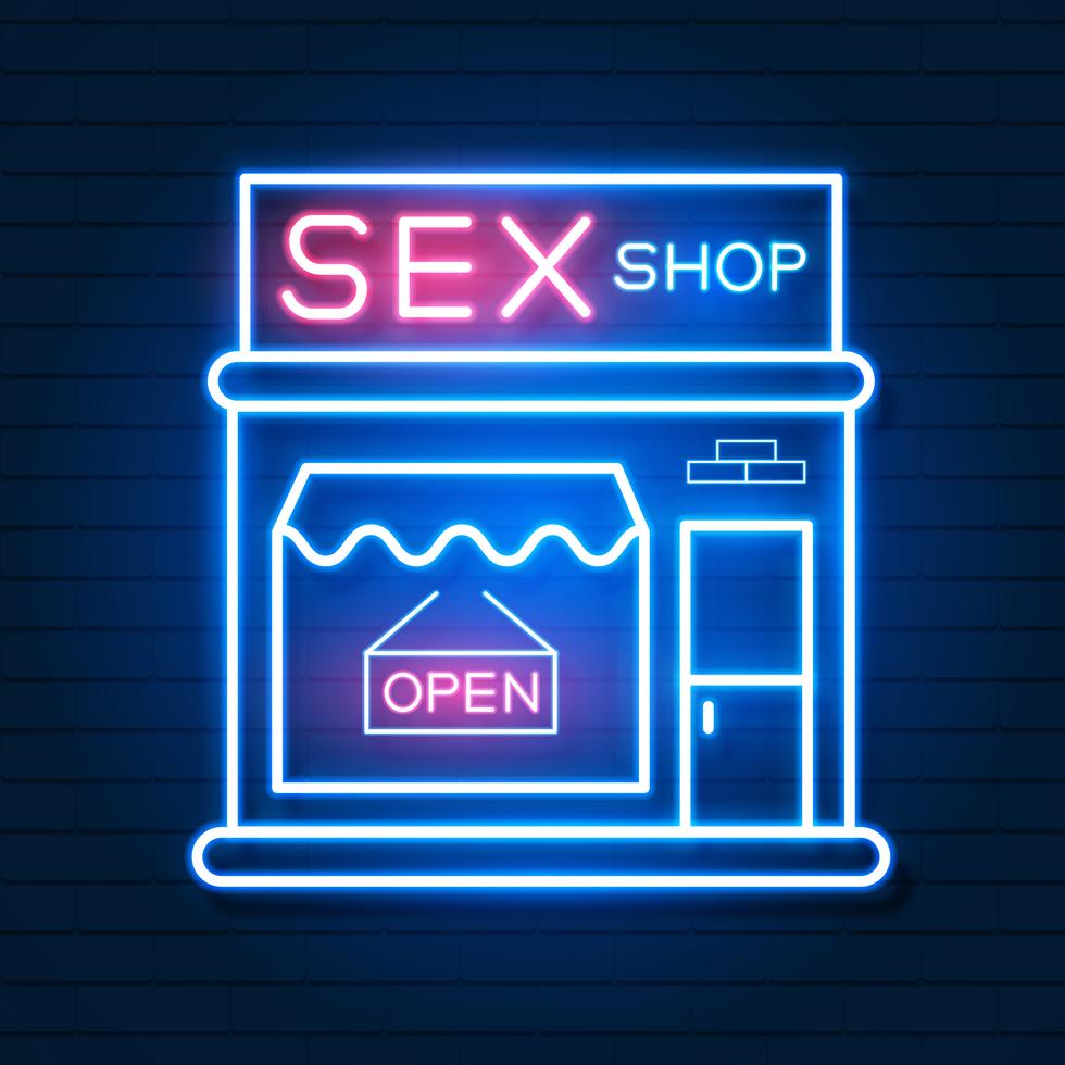 Sex Shop Ahora Letrero De Neón Listo Para Su Diseño Tarjeta De Felicitación Banner Vector