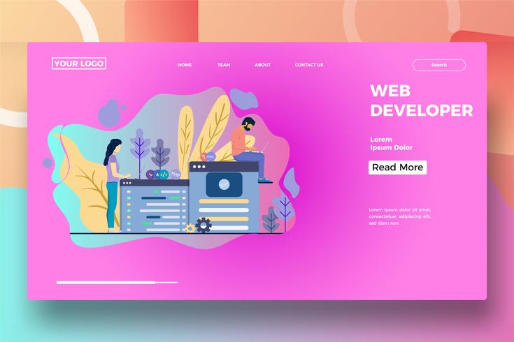 Web developer landing page template 634220 Vector Art at Vecteezy