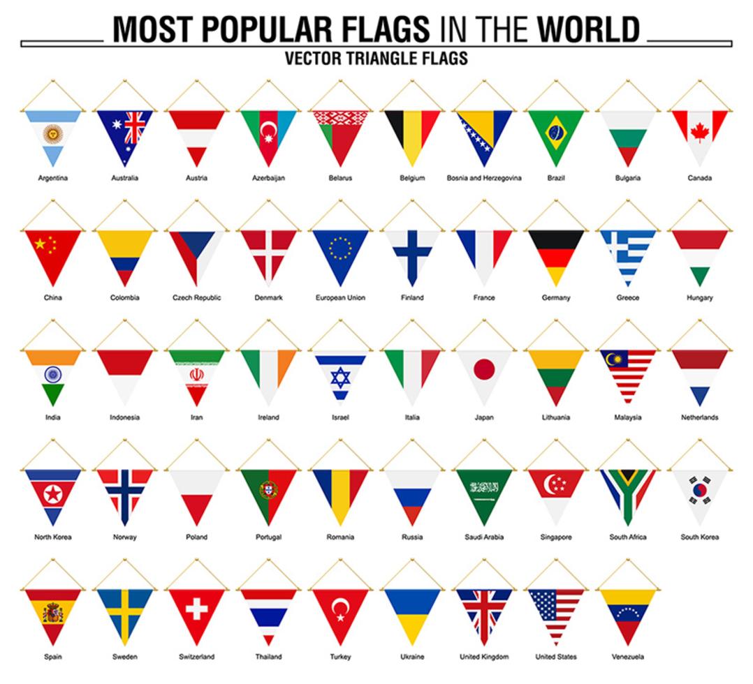 Collection of triangle flags, most popular world flags 638110 Vector ...