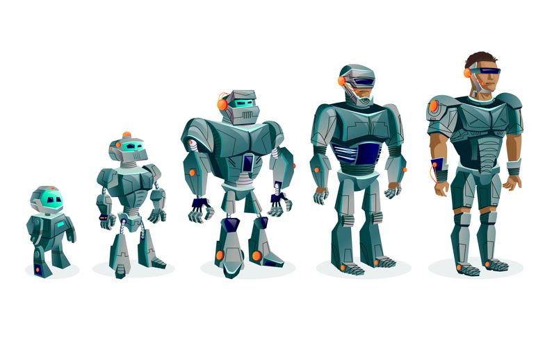 Evolution of robots, technological progress 638400 Vector Art at Vecteezy