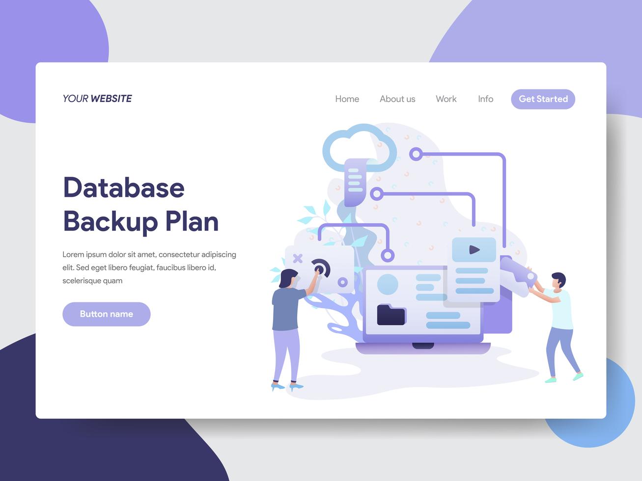 Landing page template of Database Backup Plan Illustration Concept. Modern flat design concept ...
