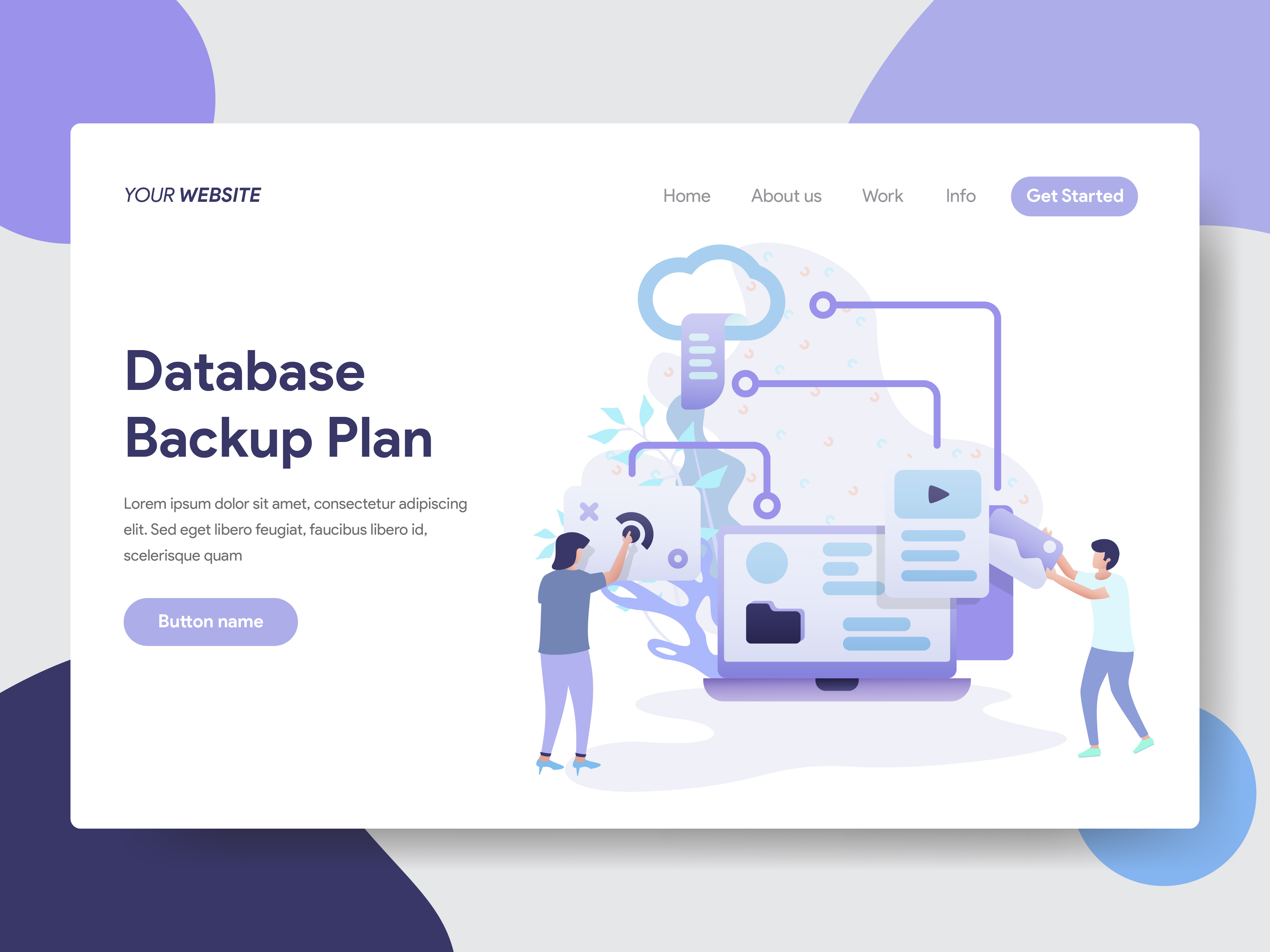 Landing Page Template Of Database Backup Plan Illustration Concept Modern Flat Design Concept