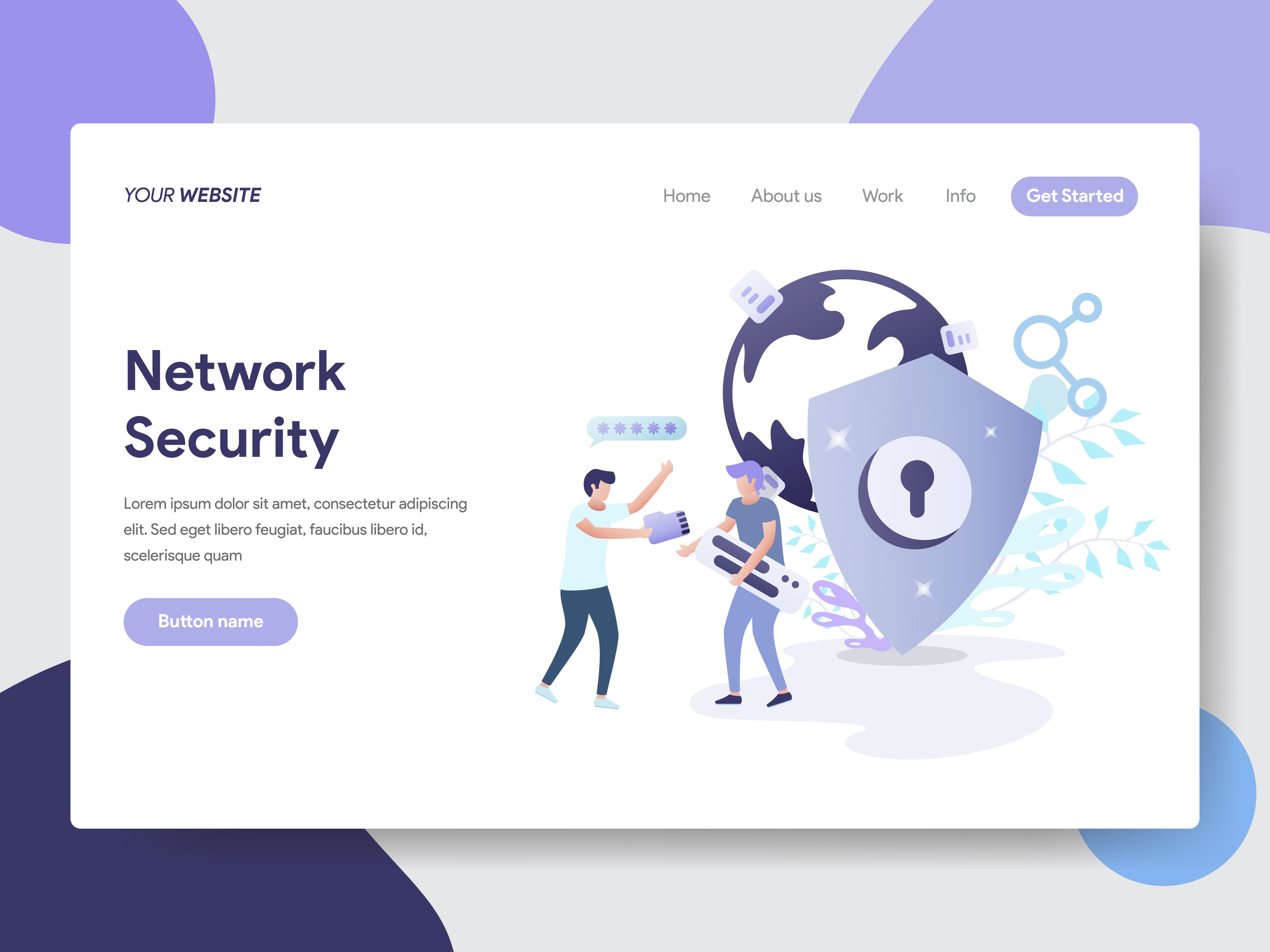 Landing page template of Network Security Illustration Concept. Modern flat design concept of ...
