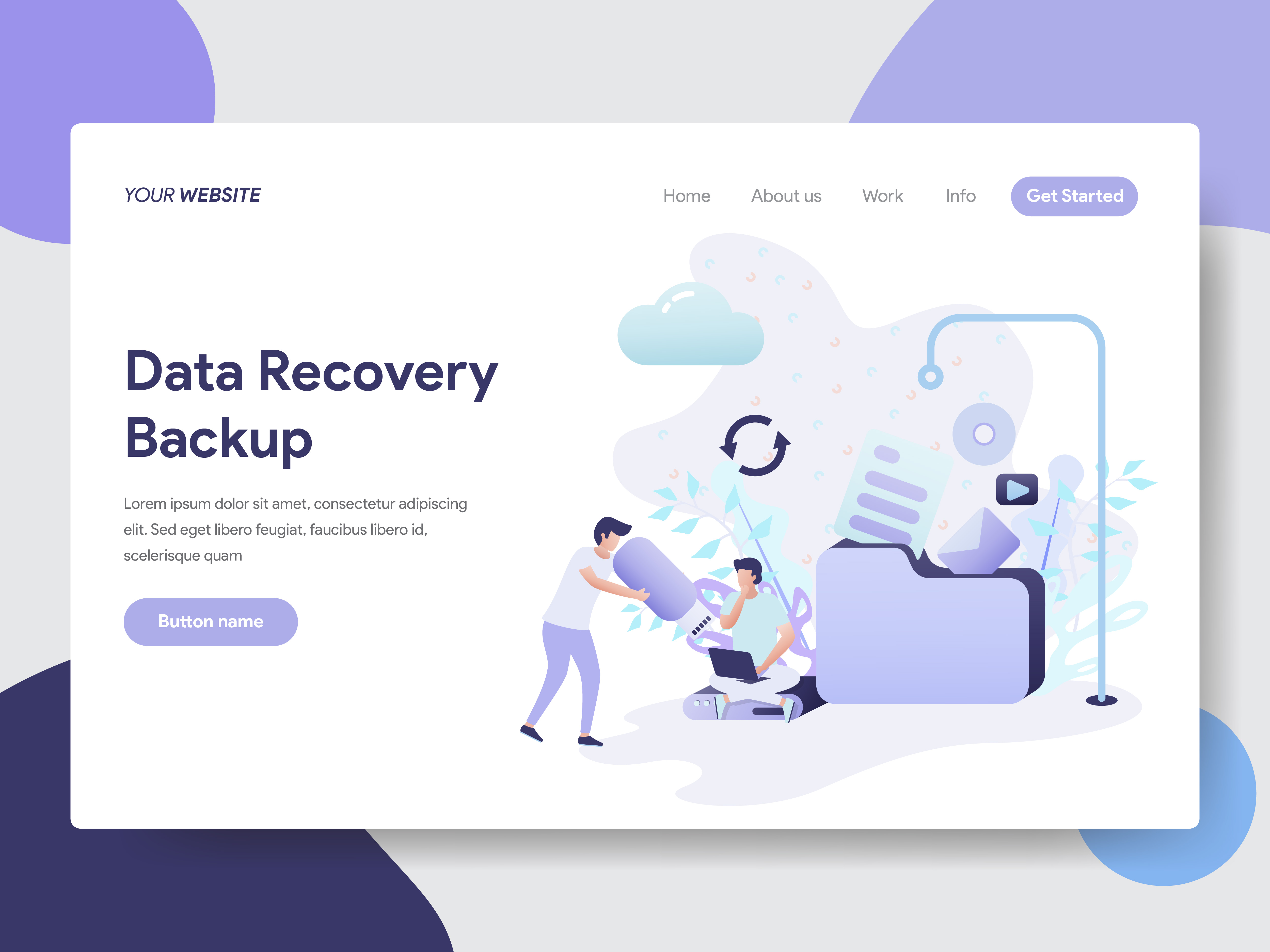 Landing page template of Data Recovery Backup Illustration Concept ...