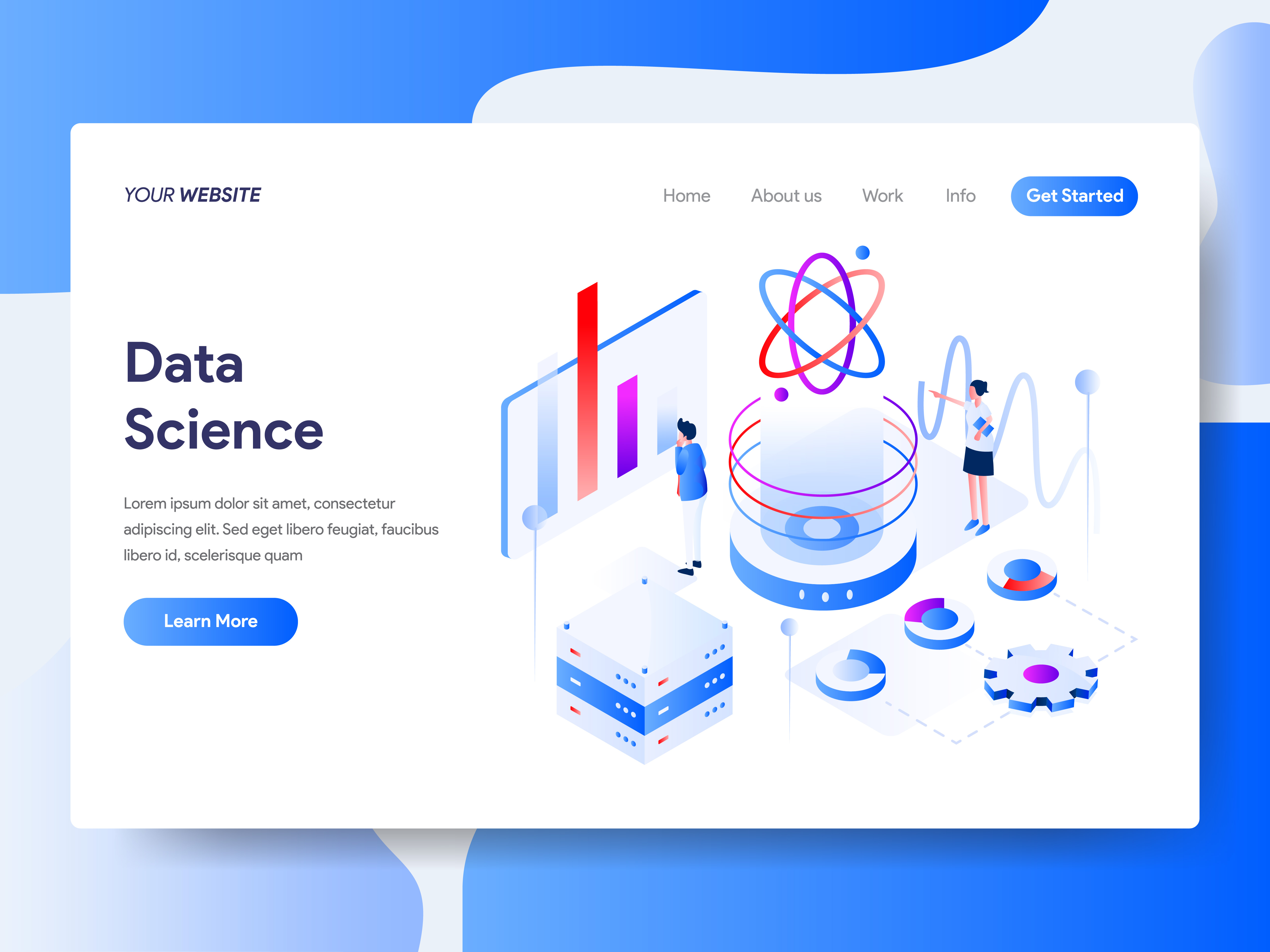 Landing Page Template Of Data Science Isometric Illustration Concept Isometric Flat Design