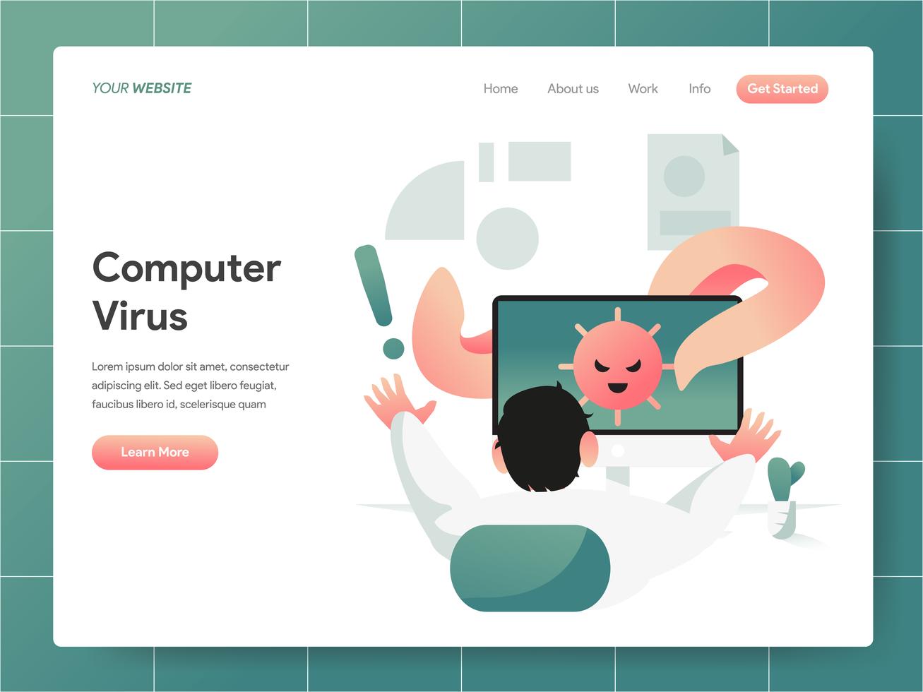 Computer Virus Illustration Concept. Modern design concept of web page ...
